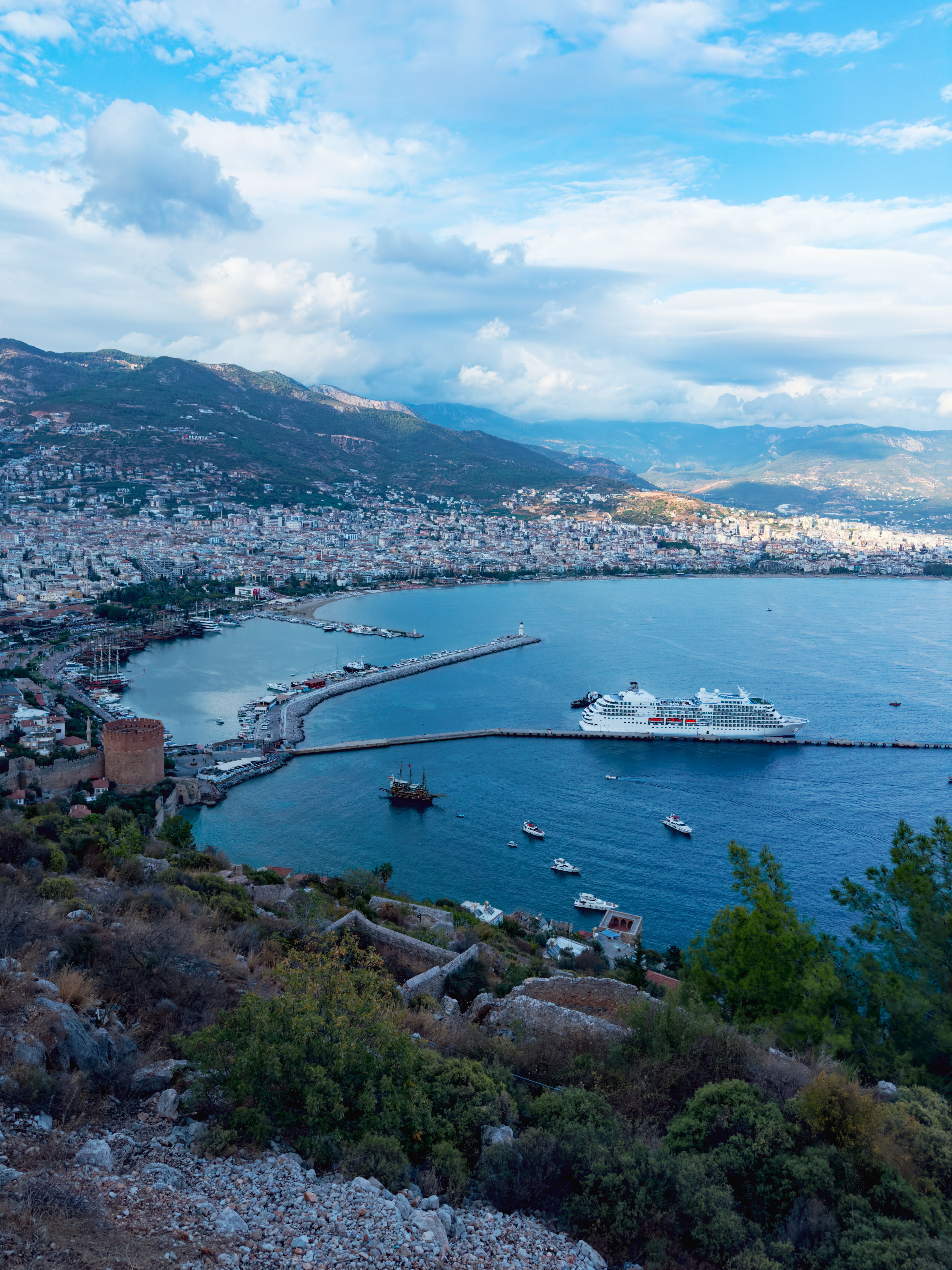 Aerial View of Alanya Harbor and Cityscape · Free Stock Photo