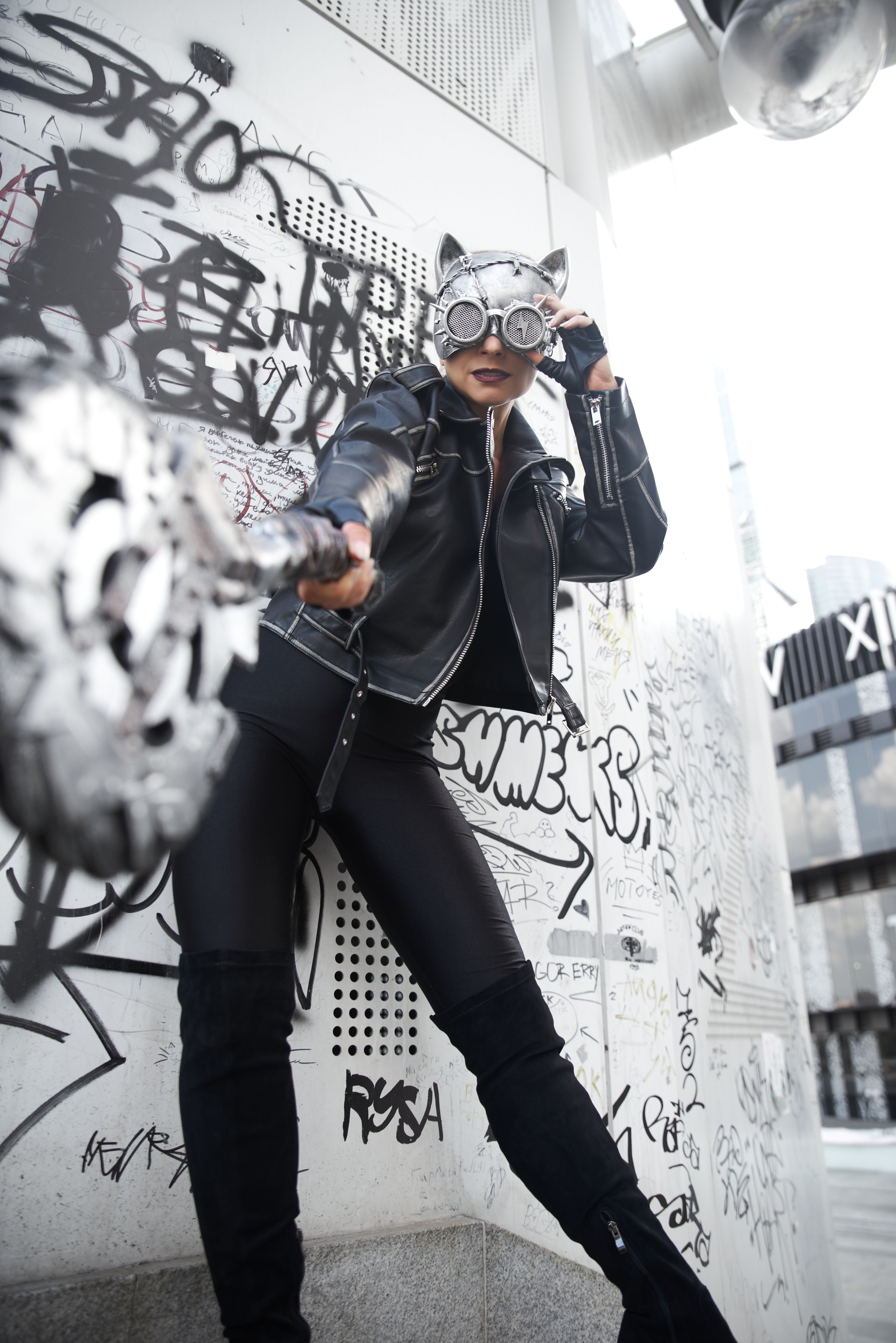 Futuristic Urban Warrior in Graffiti Alley · Free Stock Photo