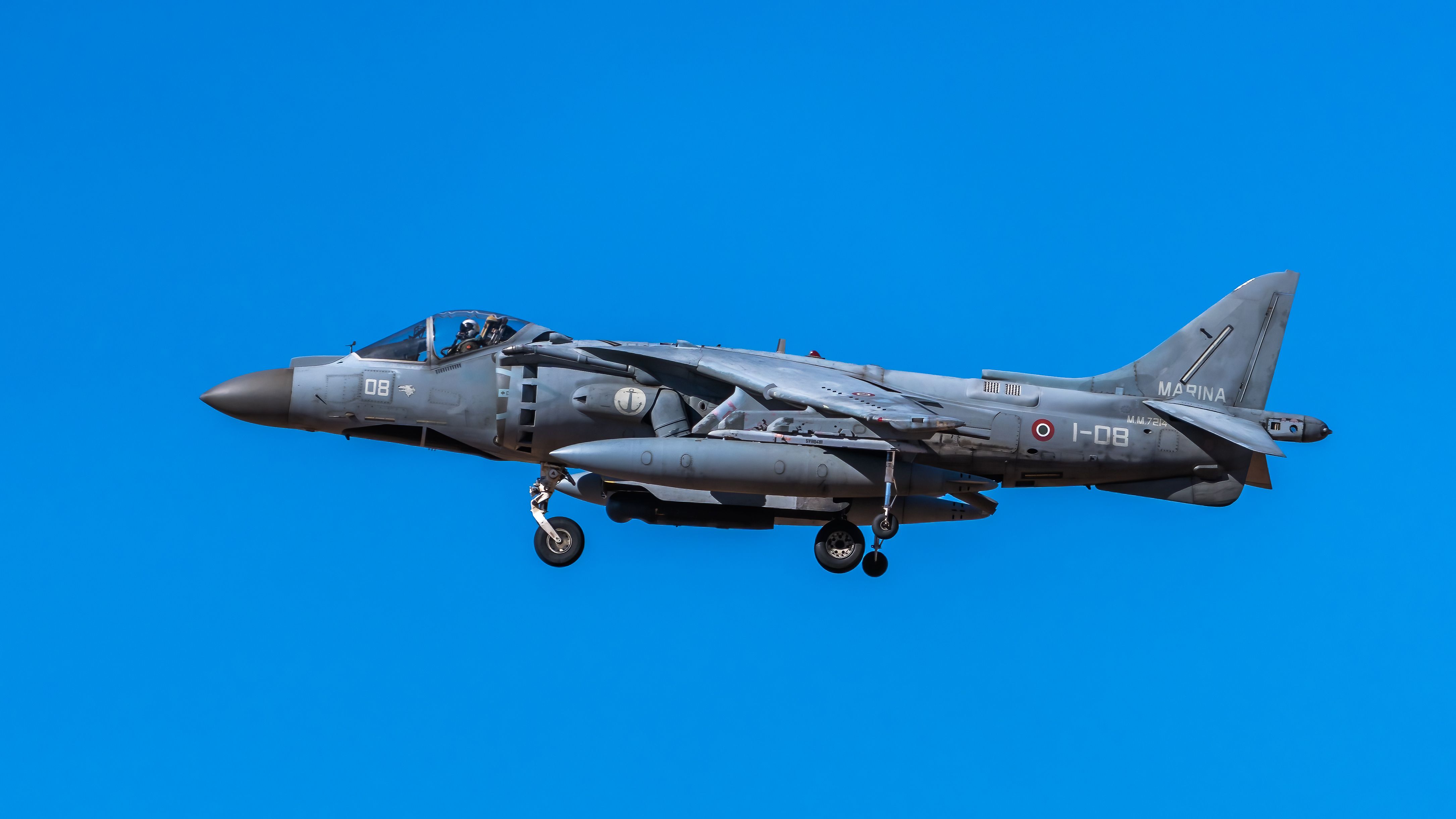 Harrier Jet in Flight Against Clear Blue Sky · Free Stock Photo
