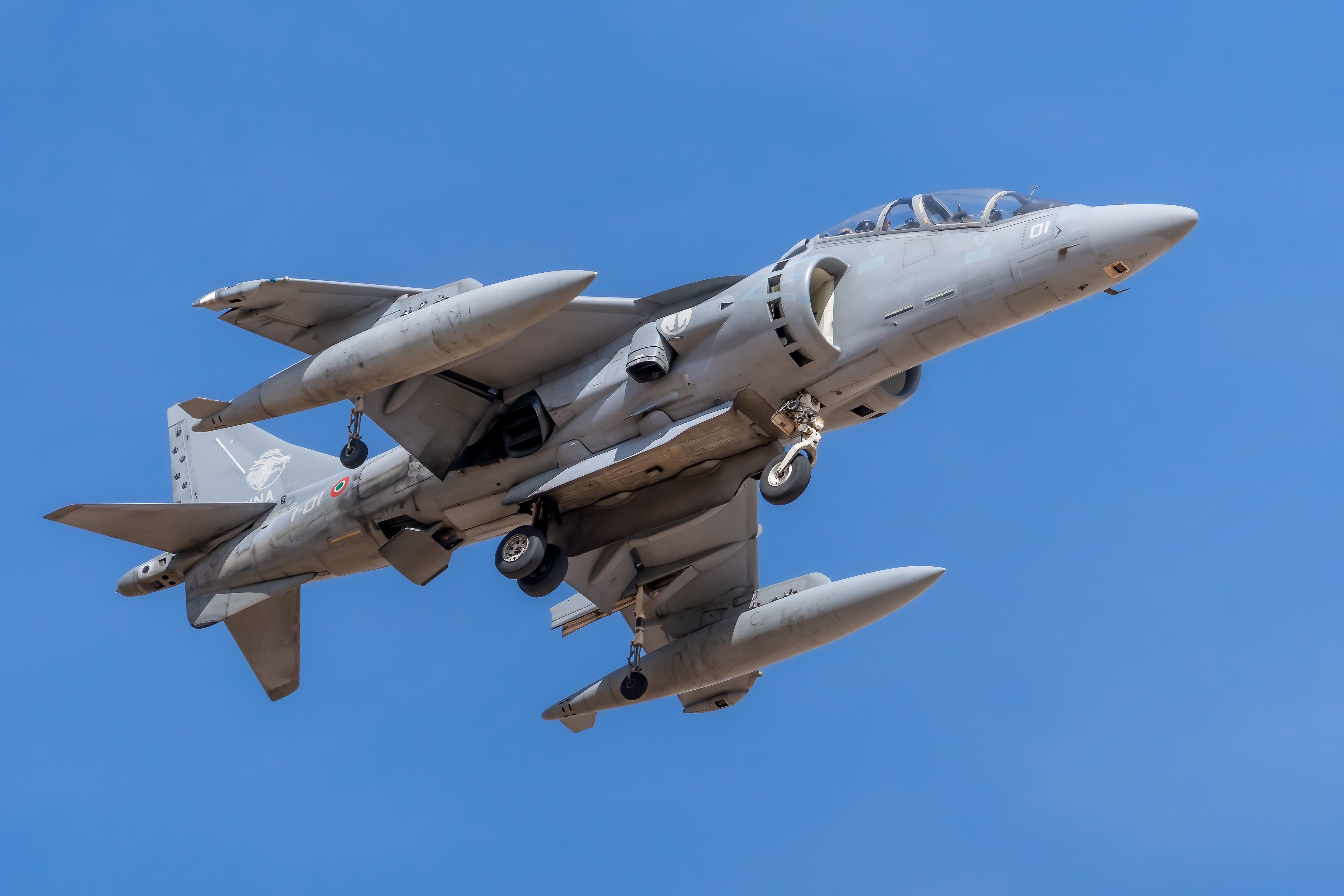 Military Jet in Flight Against Clear Sky · Free Stock Photo