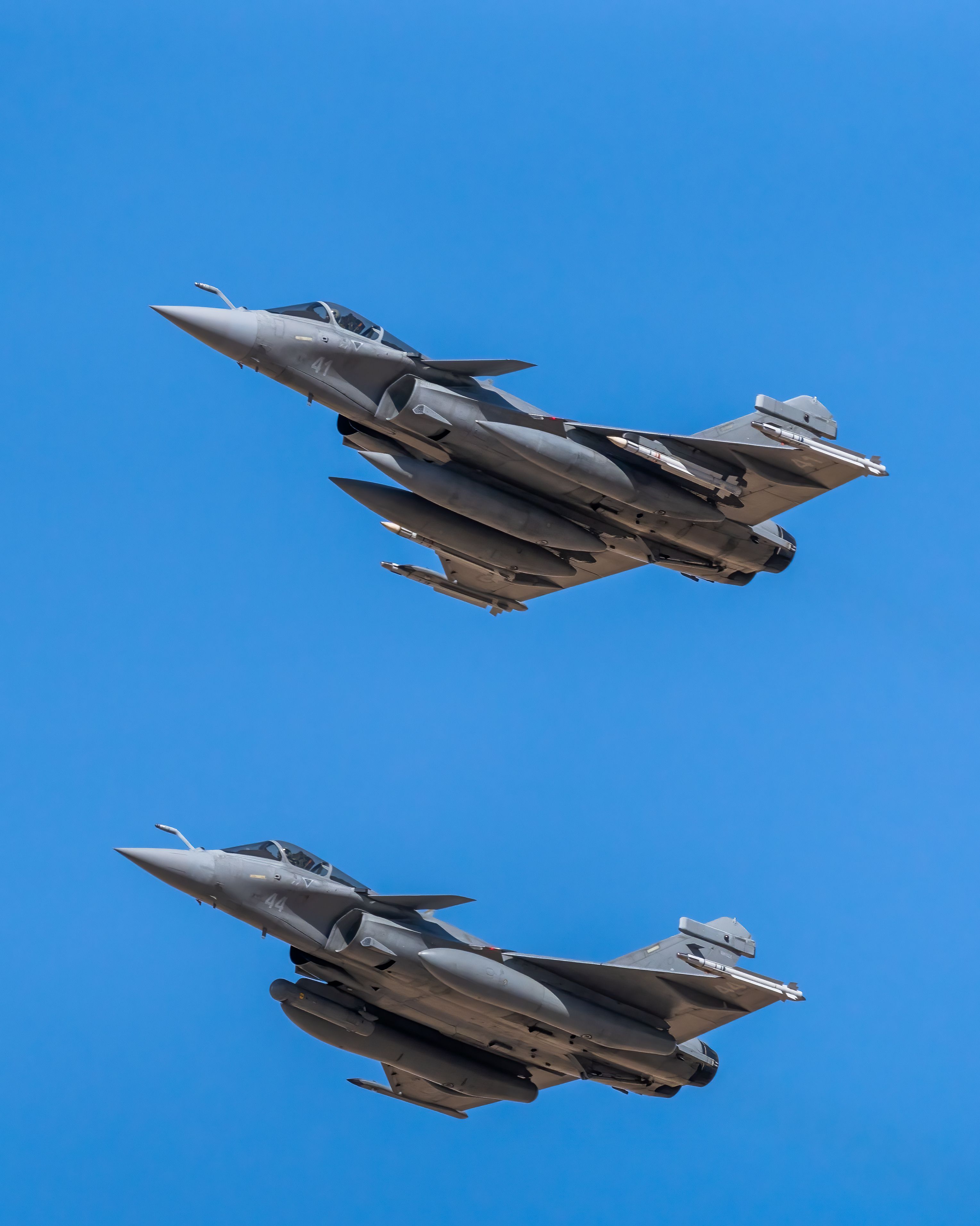 Dramatic Aerial View of Two Rafale Jets in Flight · Free Stock Photo