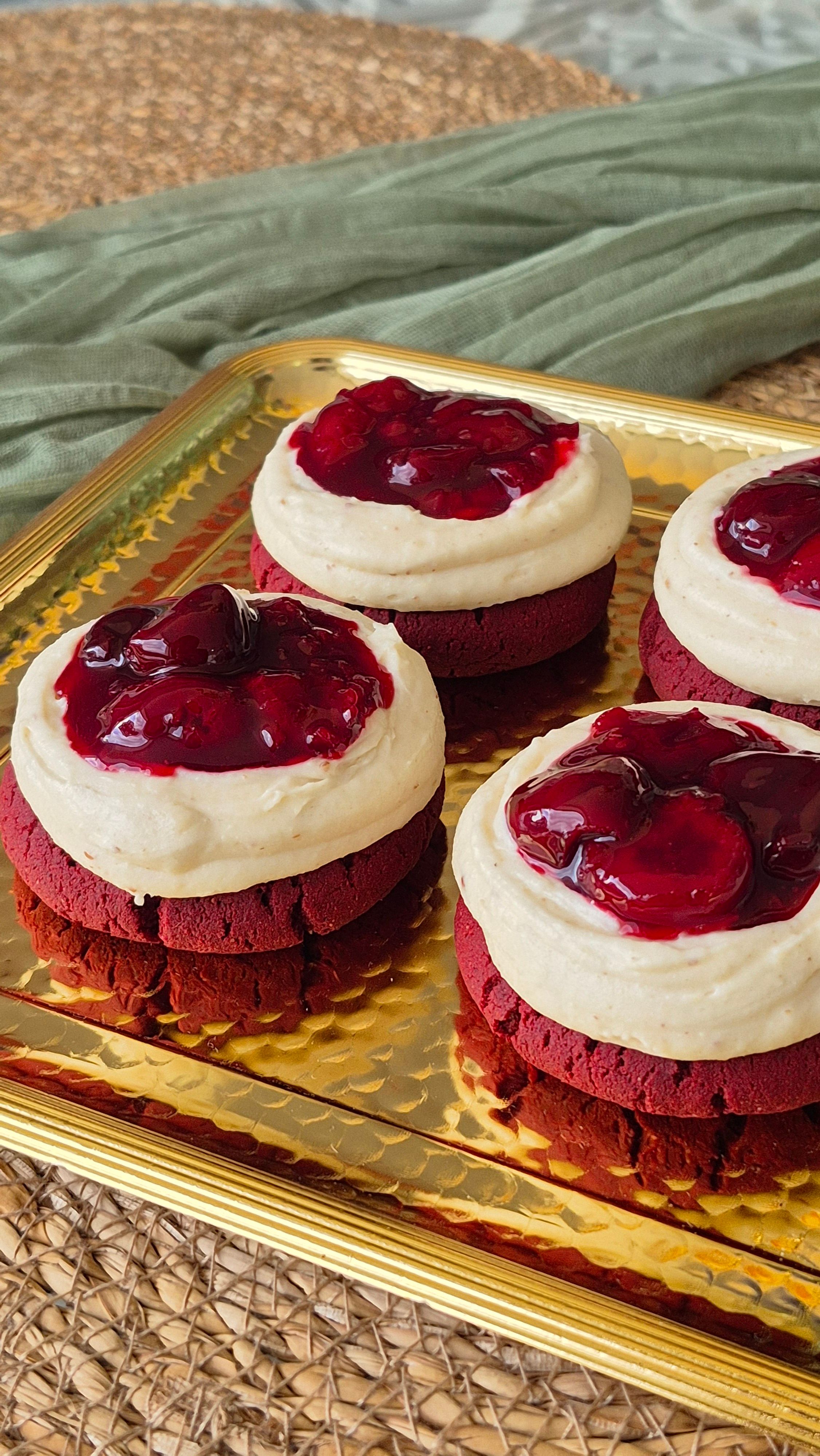 Delicious Red Velvet Mini-Cakes with Cherry Topping · Free Stock Photo