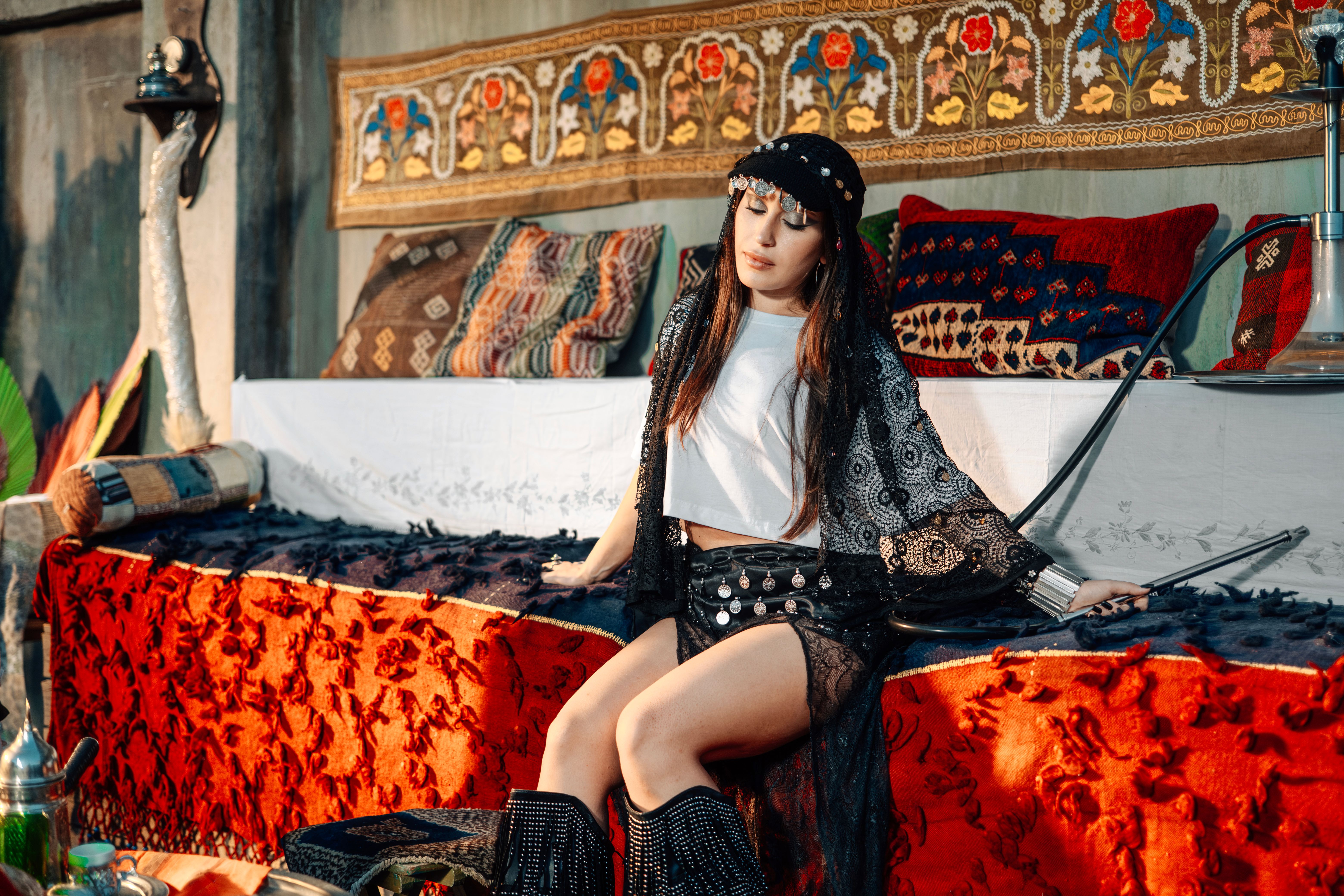 Bohemian Style Woman in Exotic Decor · Free Stock Photo