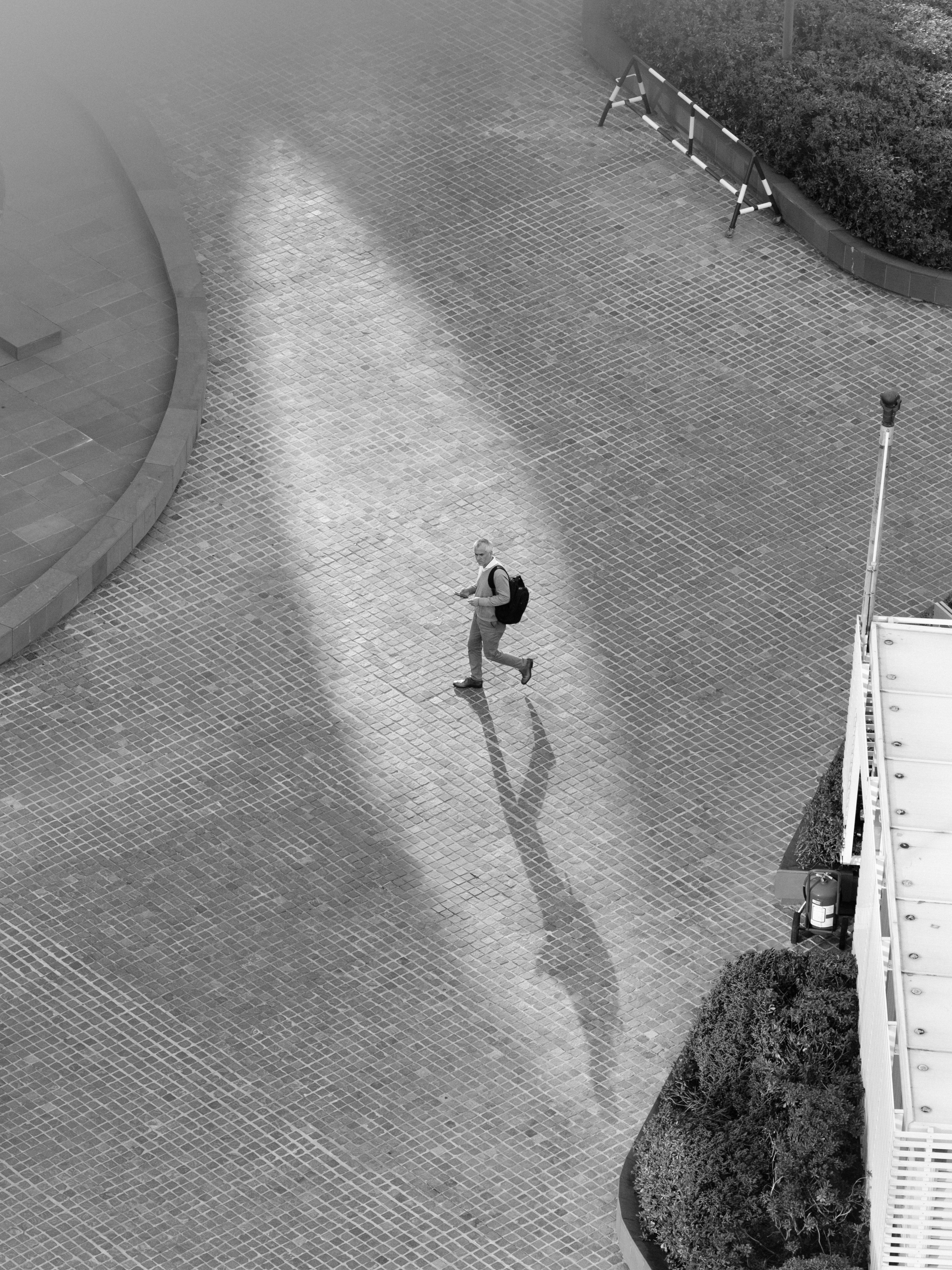 Black and White Aerial View of City Walker · Free Stock Photo