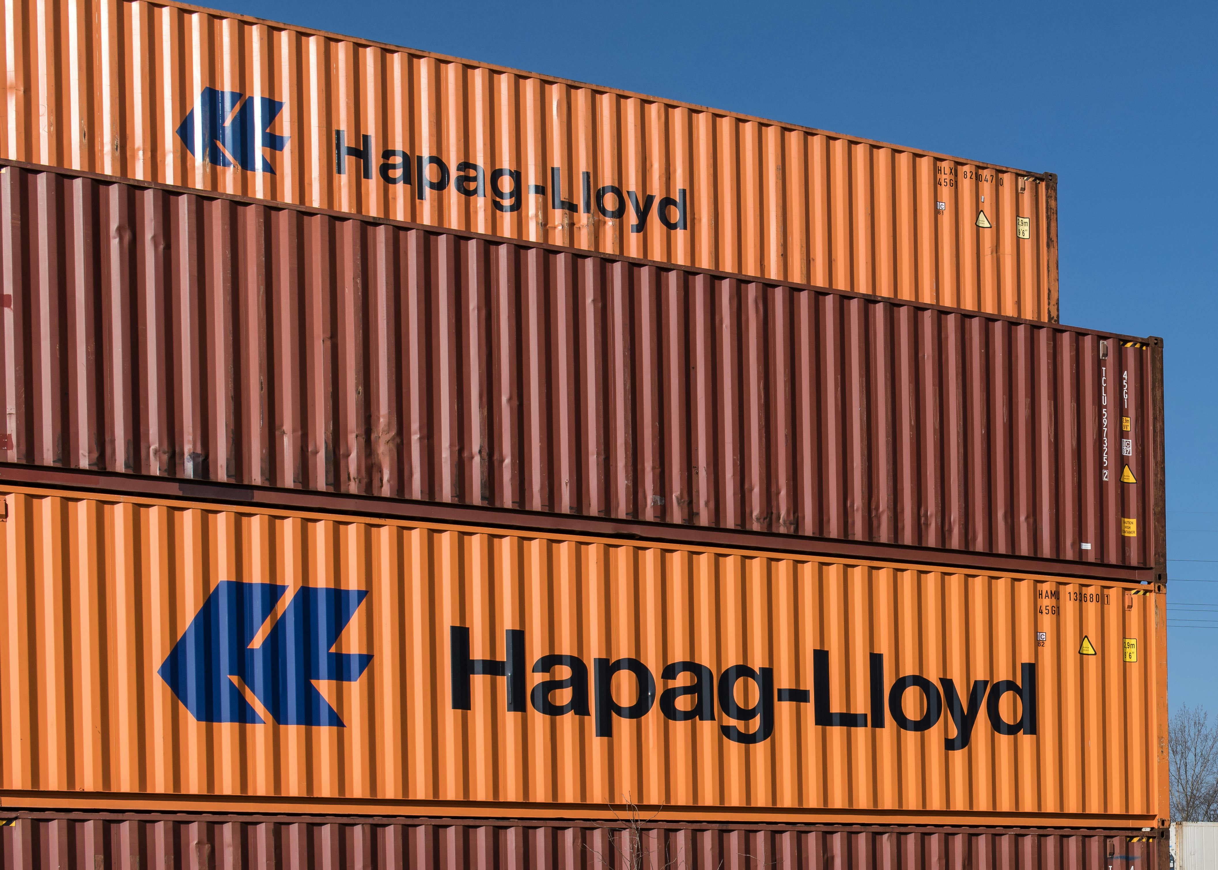 Hapag-Lloyd Shipping Containers at Hamburg Port · Free Stock Photo
