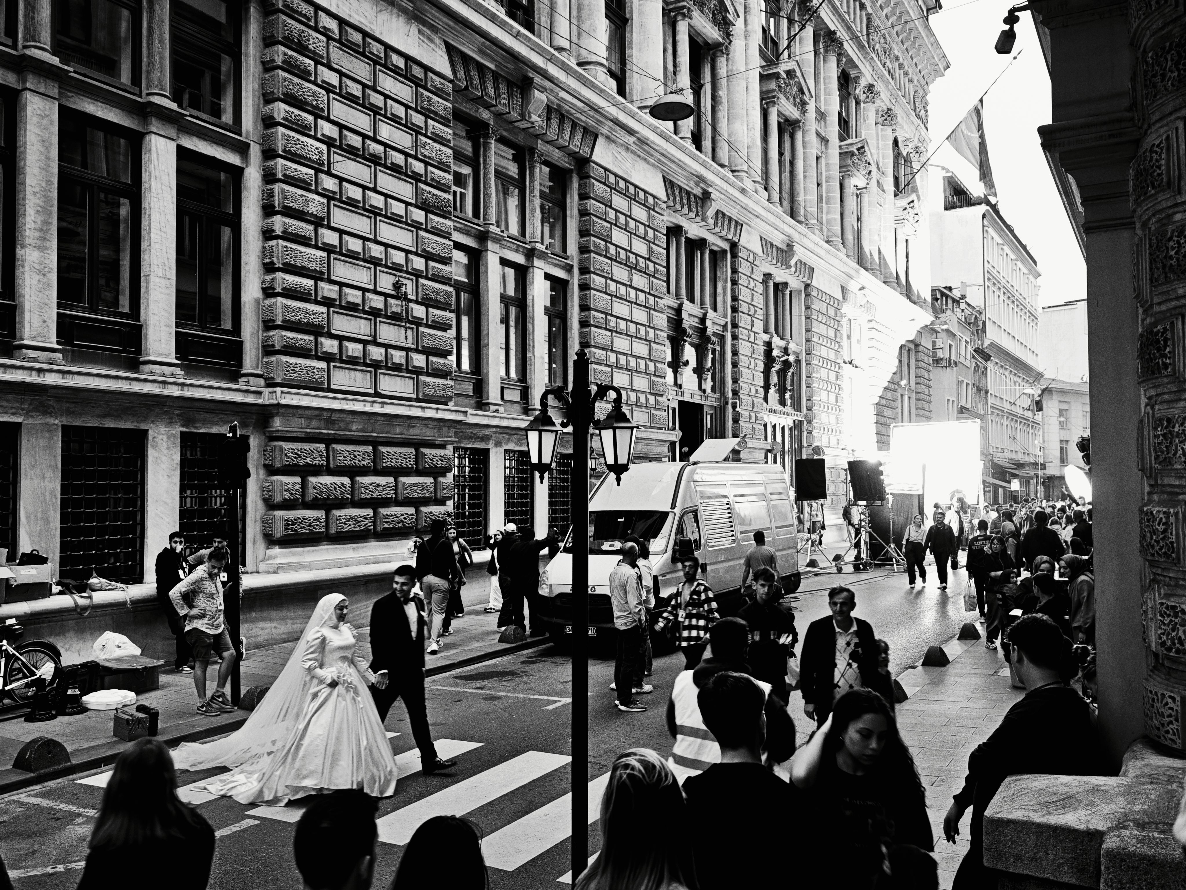 Charming Black and White Wedding Scene in Istanbul · Free Stock Photo