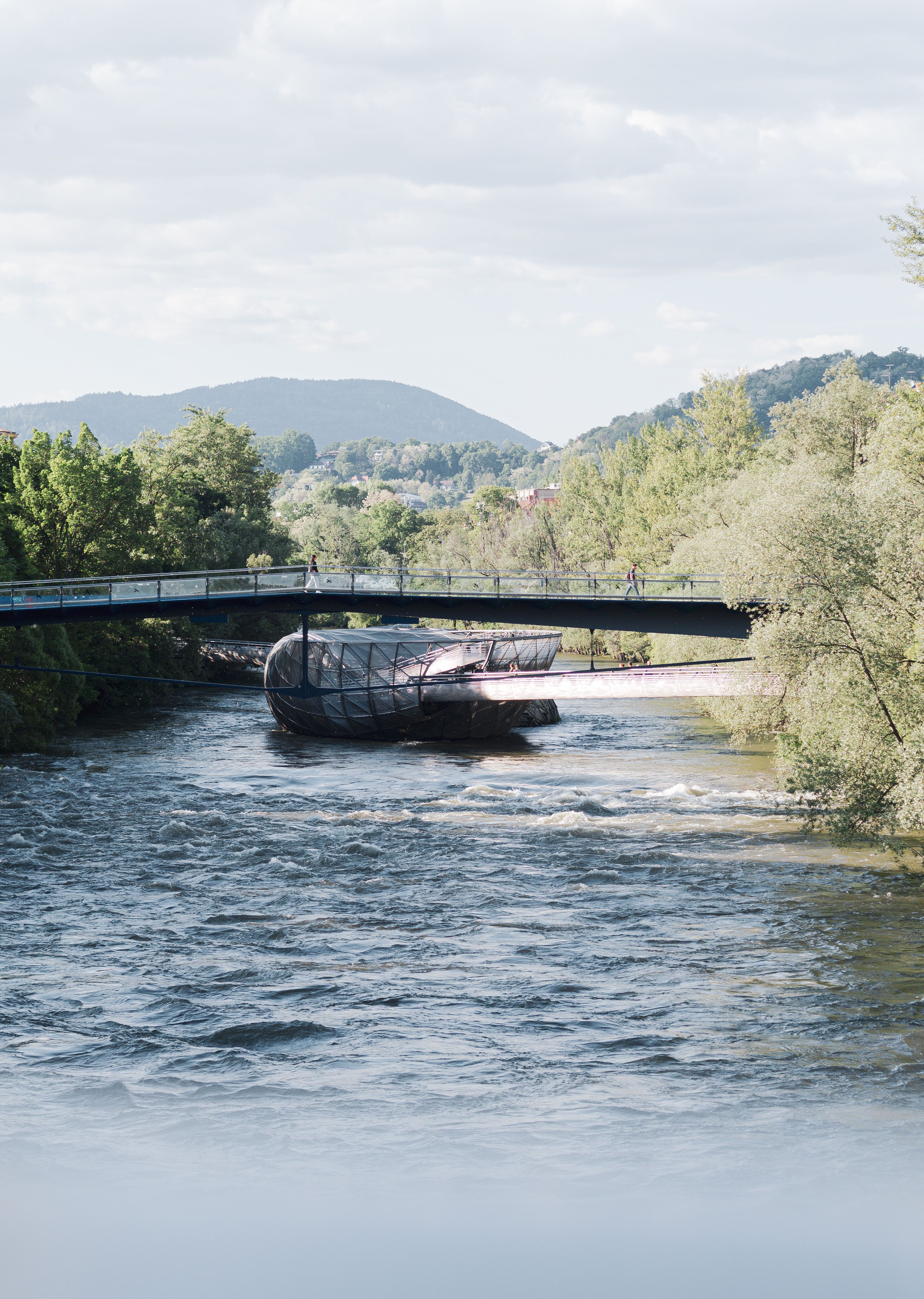 Muruinsel Bridge Over Mur River in Graz, Austria · Free Stock Photo