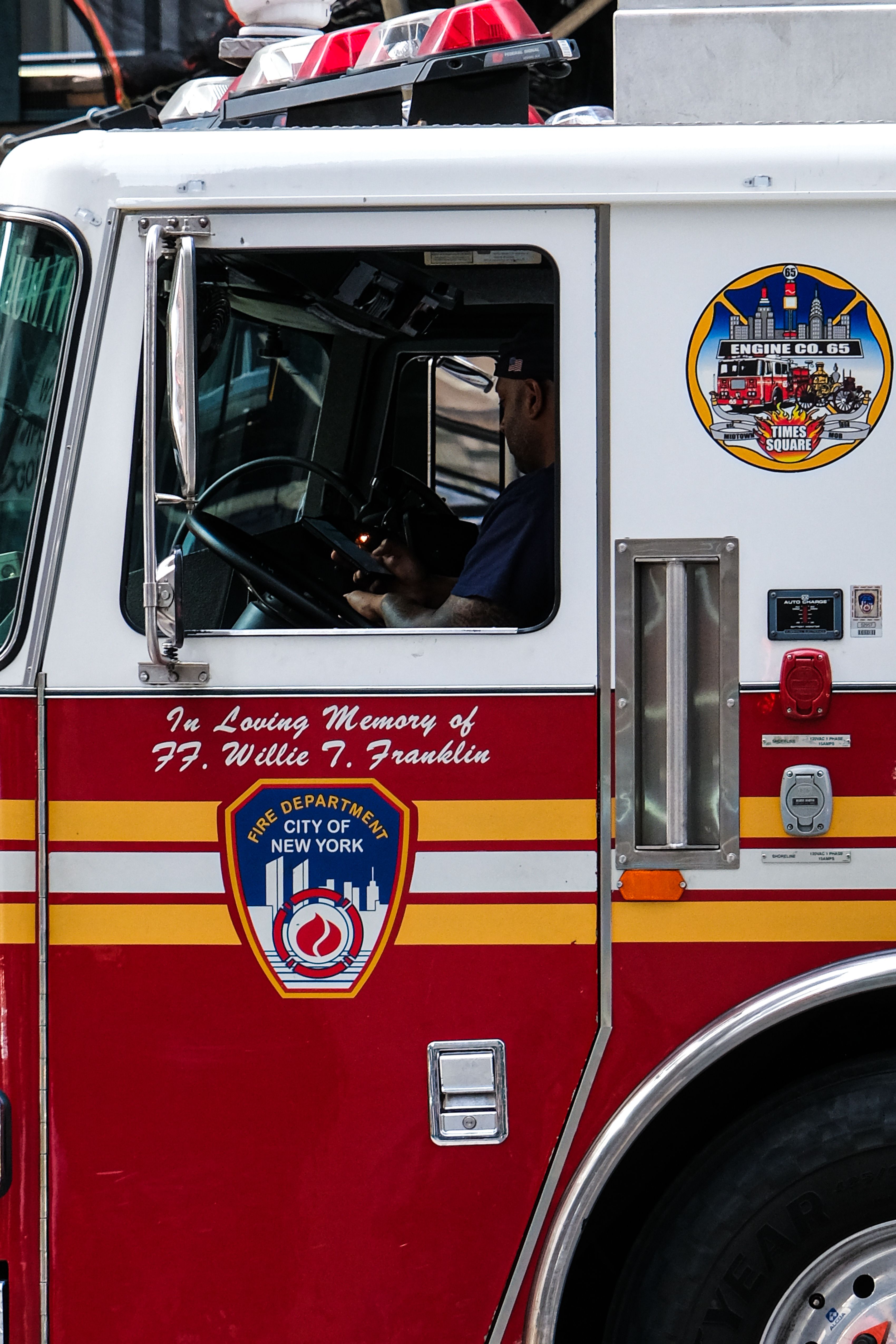 New York City Fire Engine Close-Up with FDNY Logo · Free Stock Photo
