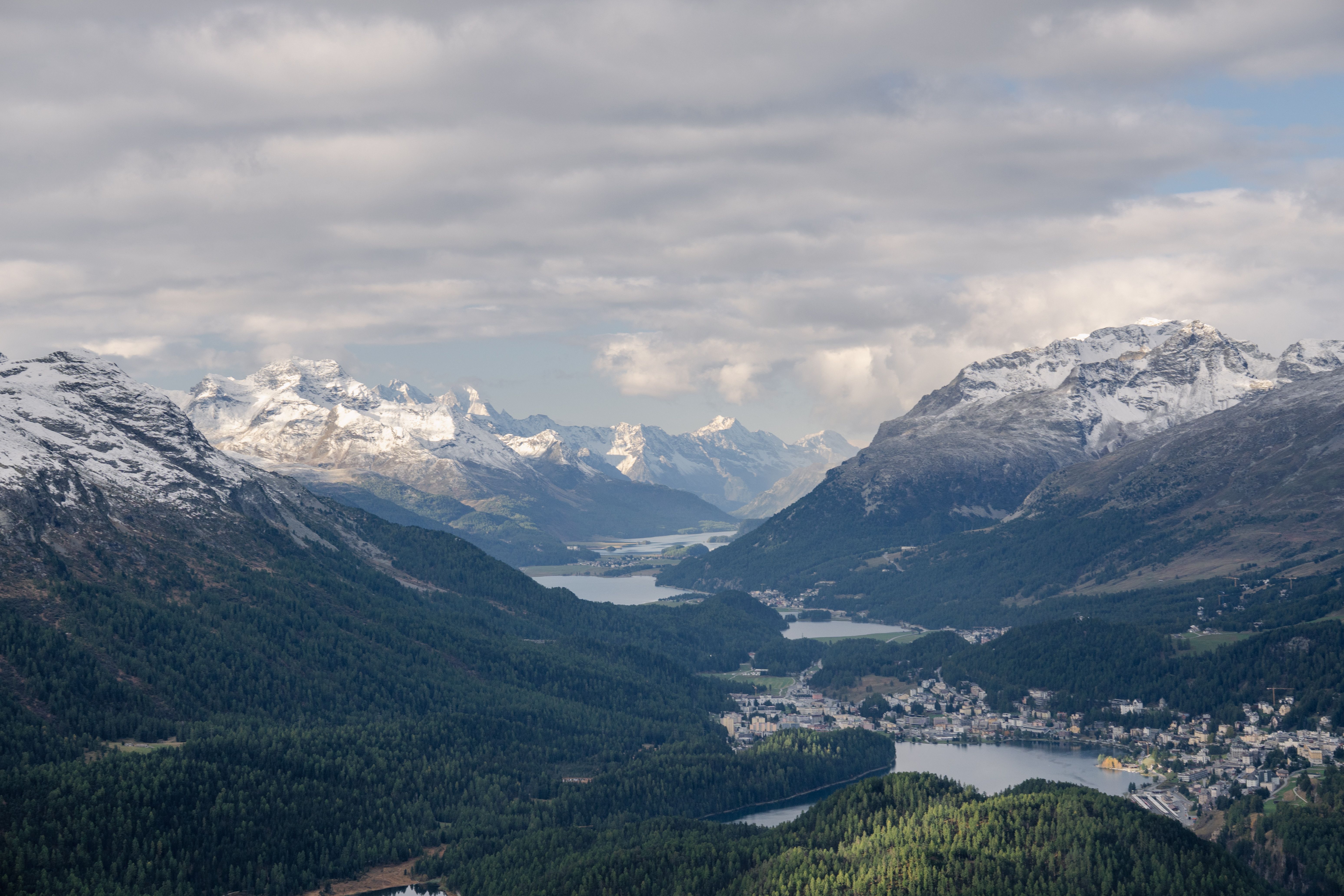 Majestic Swiss Alps Overlooking St. Moritz Valley · Free Stock Photo