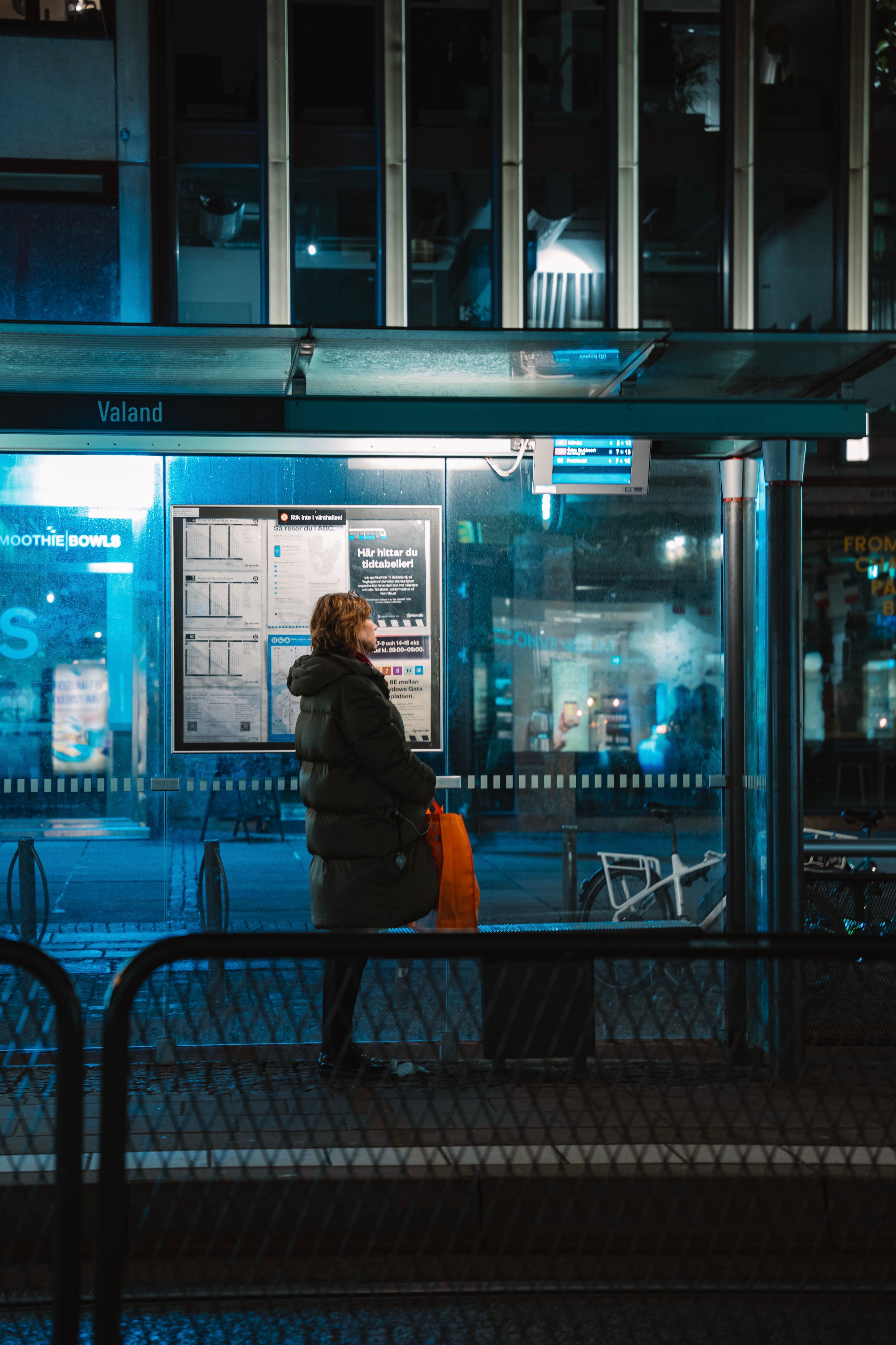 Night at Valand Tram Station in Sweden · Free Stock Photo
