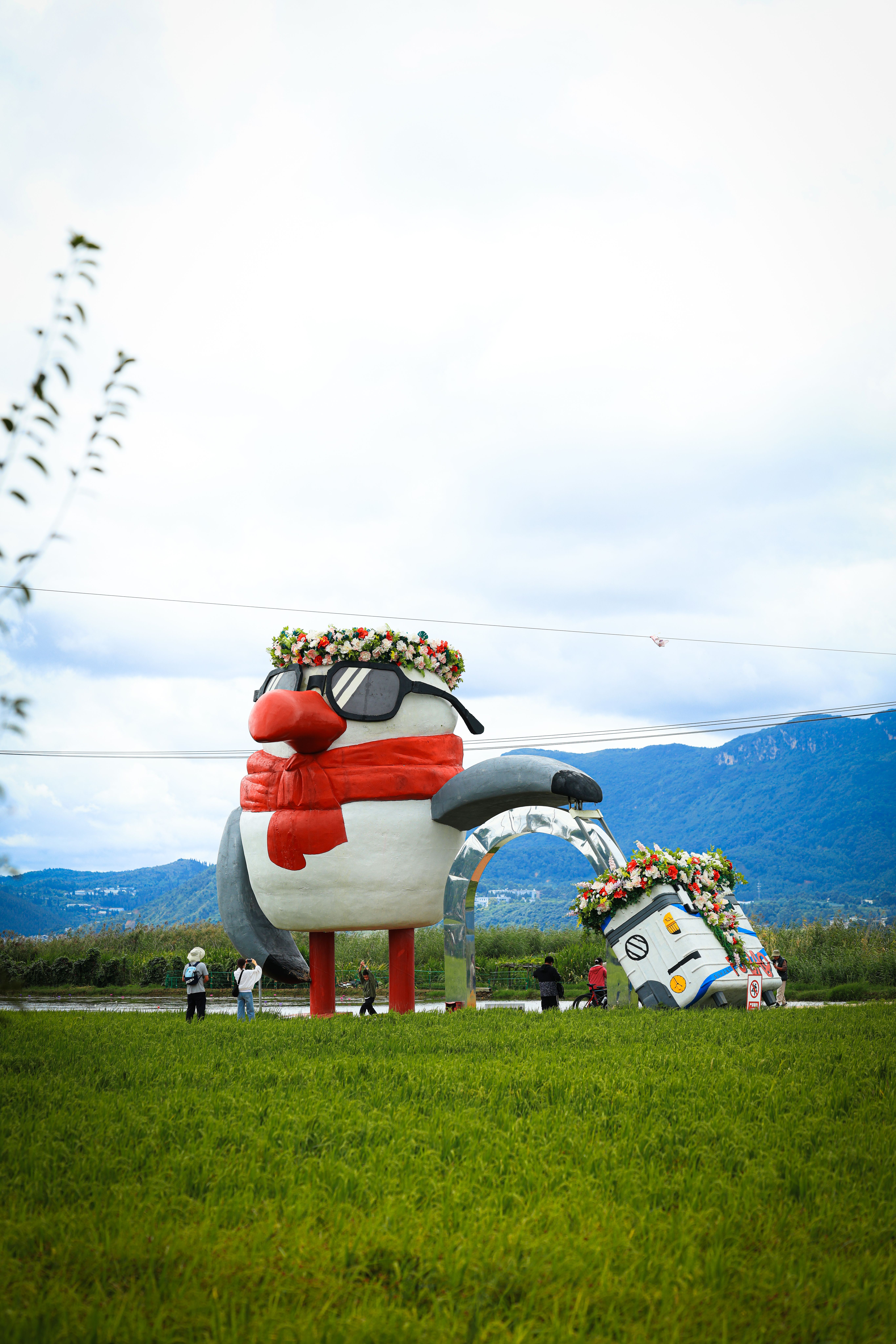 Giant Bird Sculptures in Scenic Field · Free Stock Photo