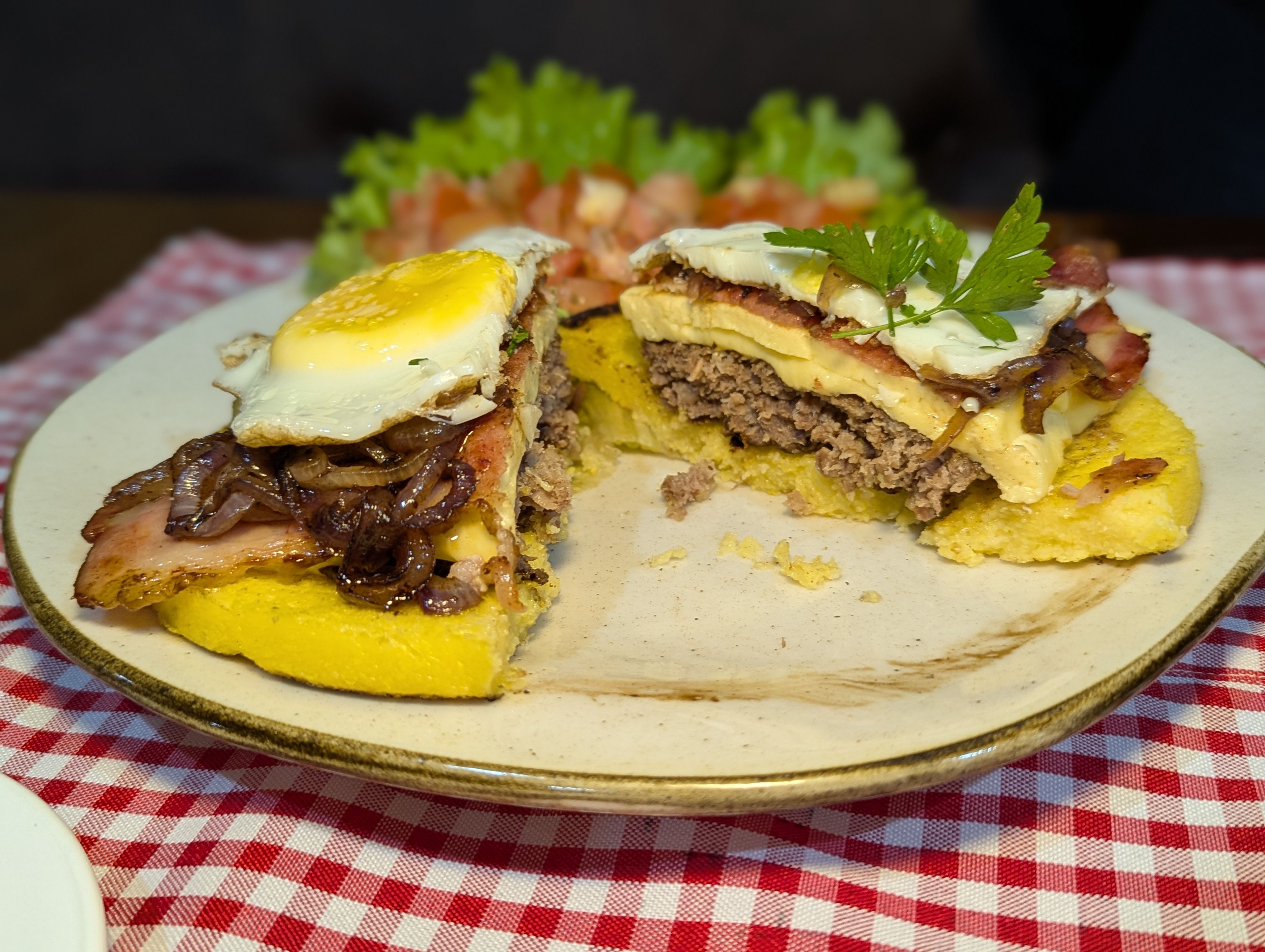 Delicious Brazilian Burger with Fried Egg and Bacon · Free Stock Photo