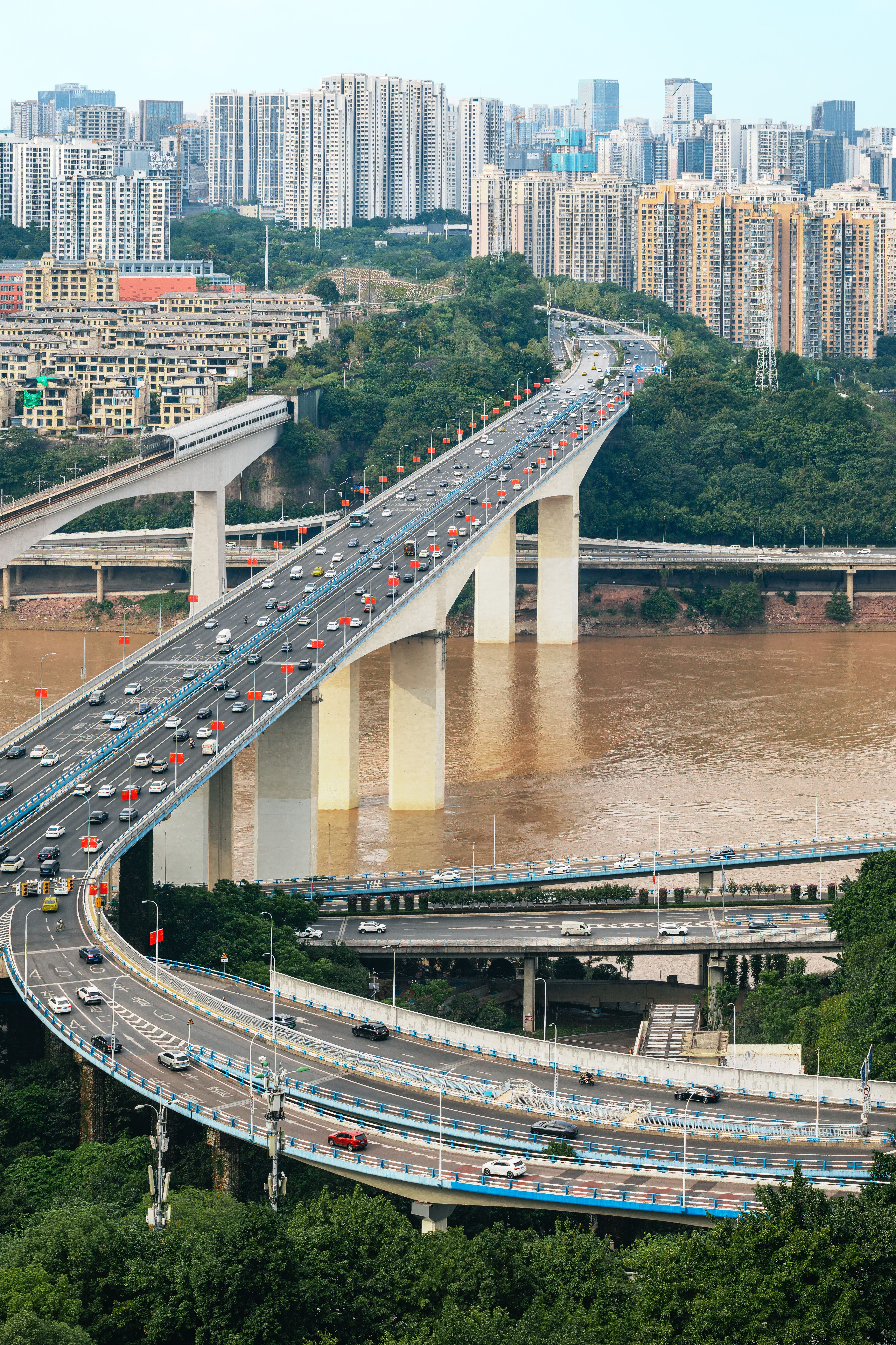 Highway Bridge and Cityscape in Urban Setting · Free Stock Photo
