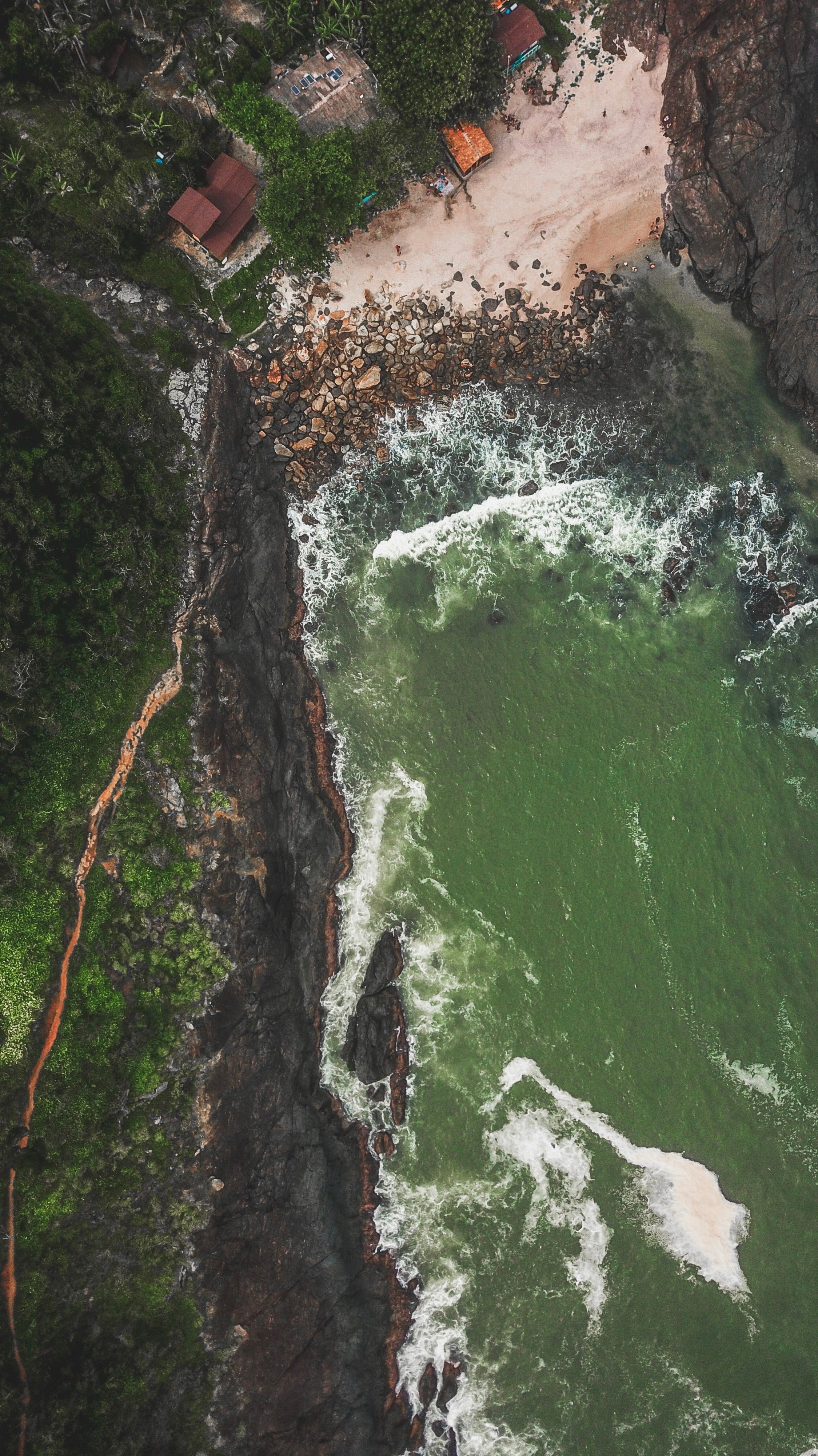 Aerial View of Tropical Cliffside Beach · Free Stock Photo