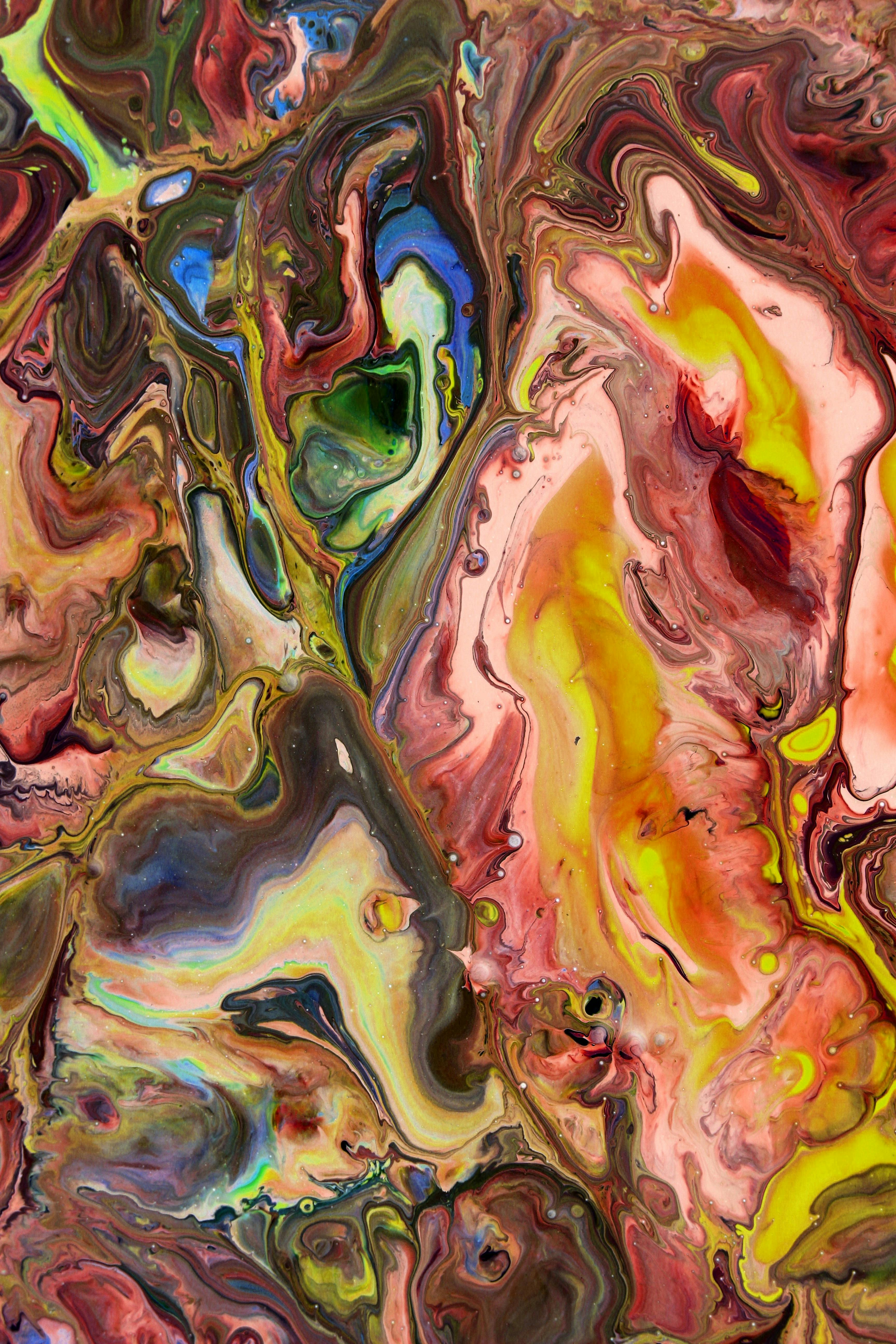 Abstract Colorful Fluid Art Painting Close-Up · Free Stock Photo
