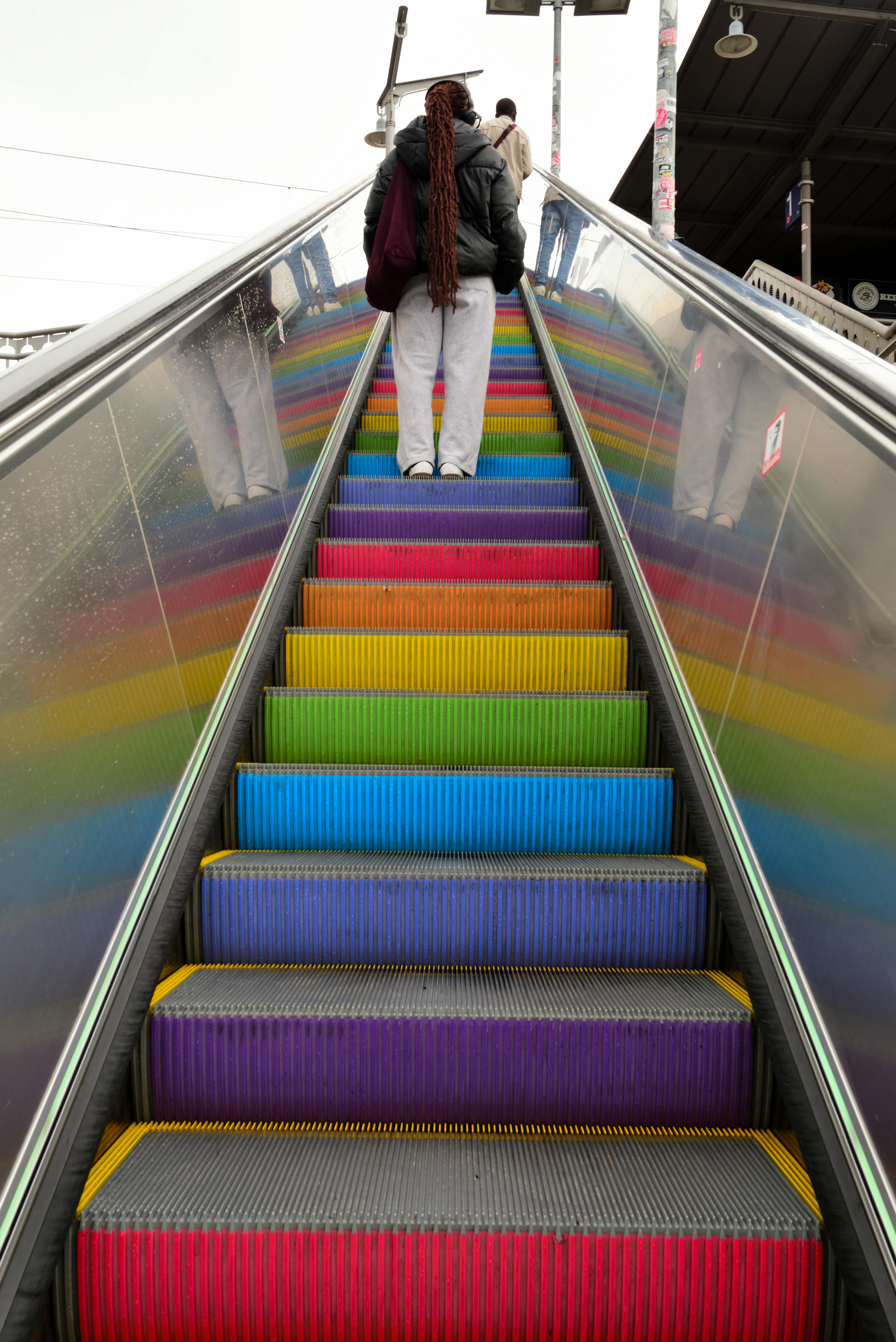 Colorful Escalator at Freiburg Station · Free Stock Photo
