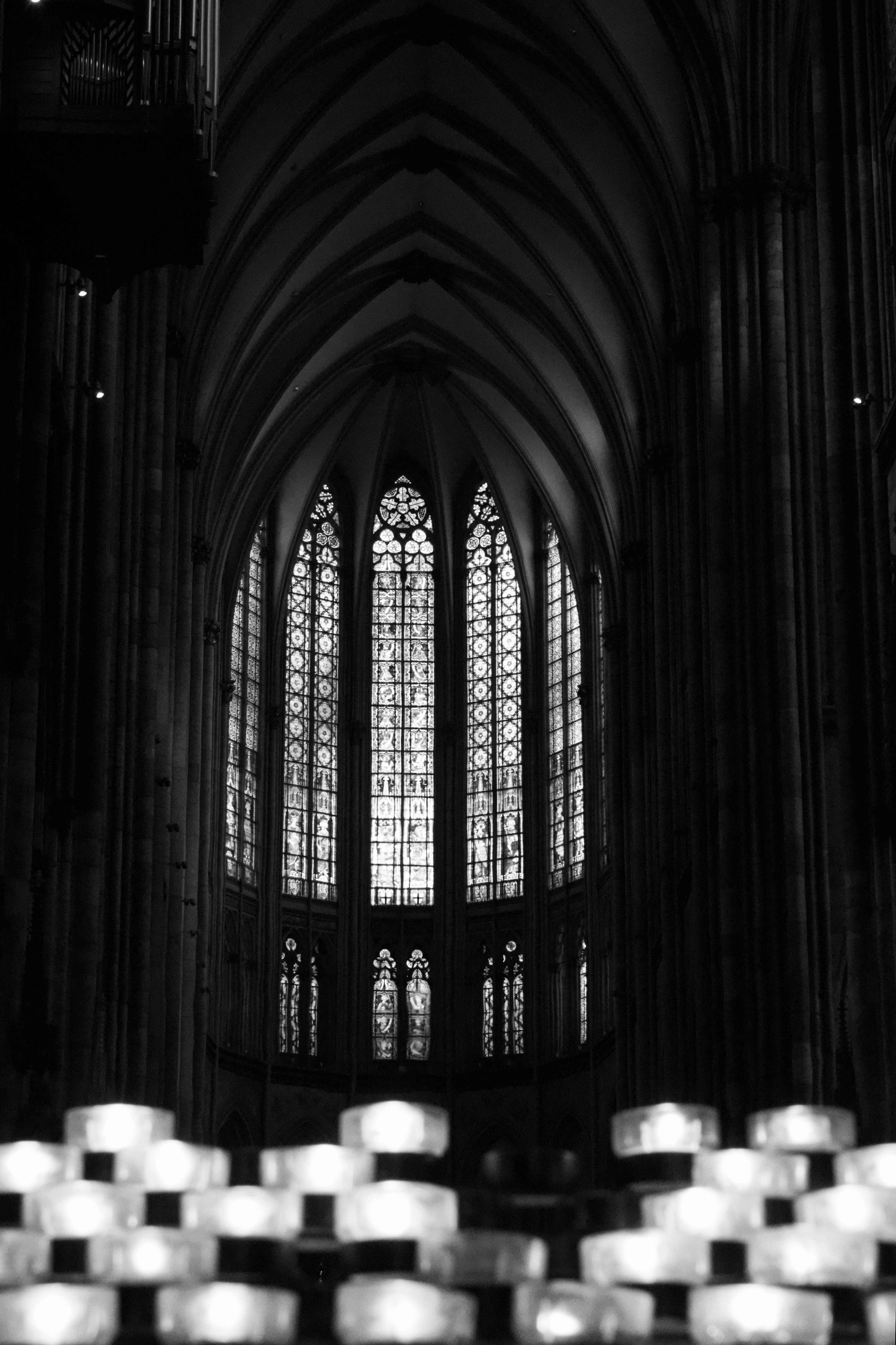 Black and White Gothic Cathedral Interior View · Free Stock Photo