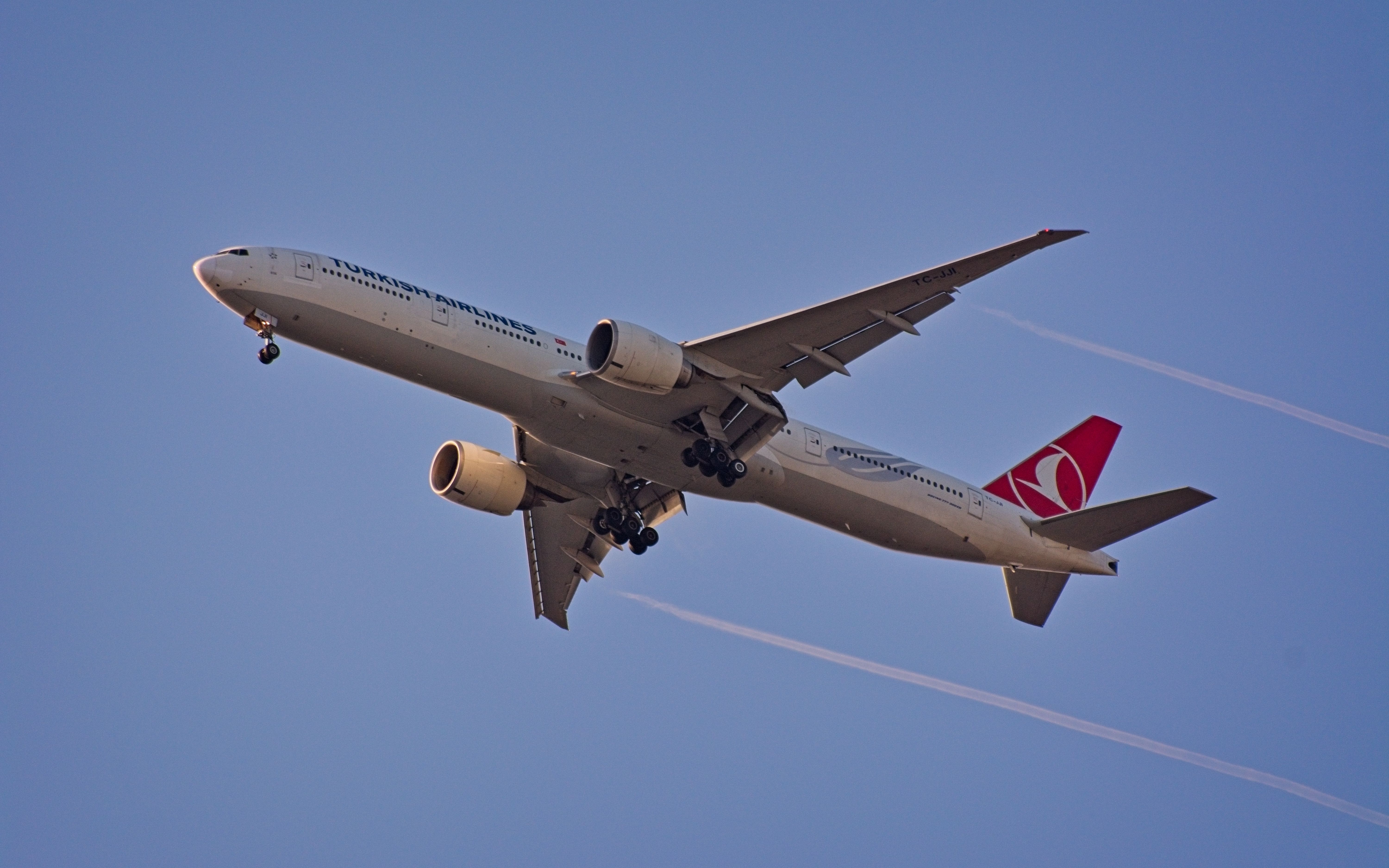 Turkish Airlines Boeing 777 in Clear Sky · Free Stock Photo