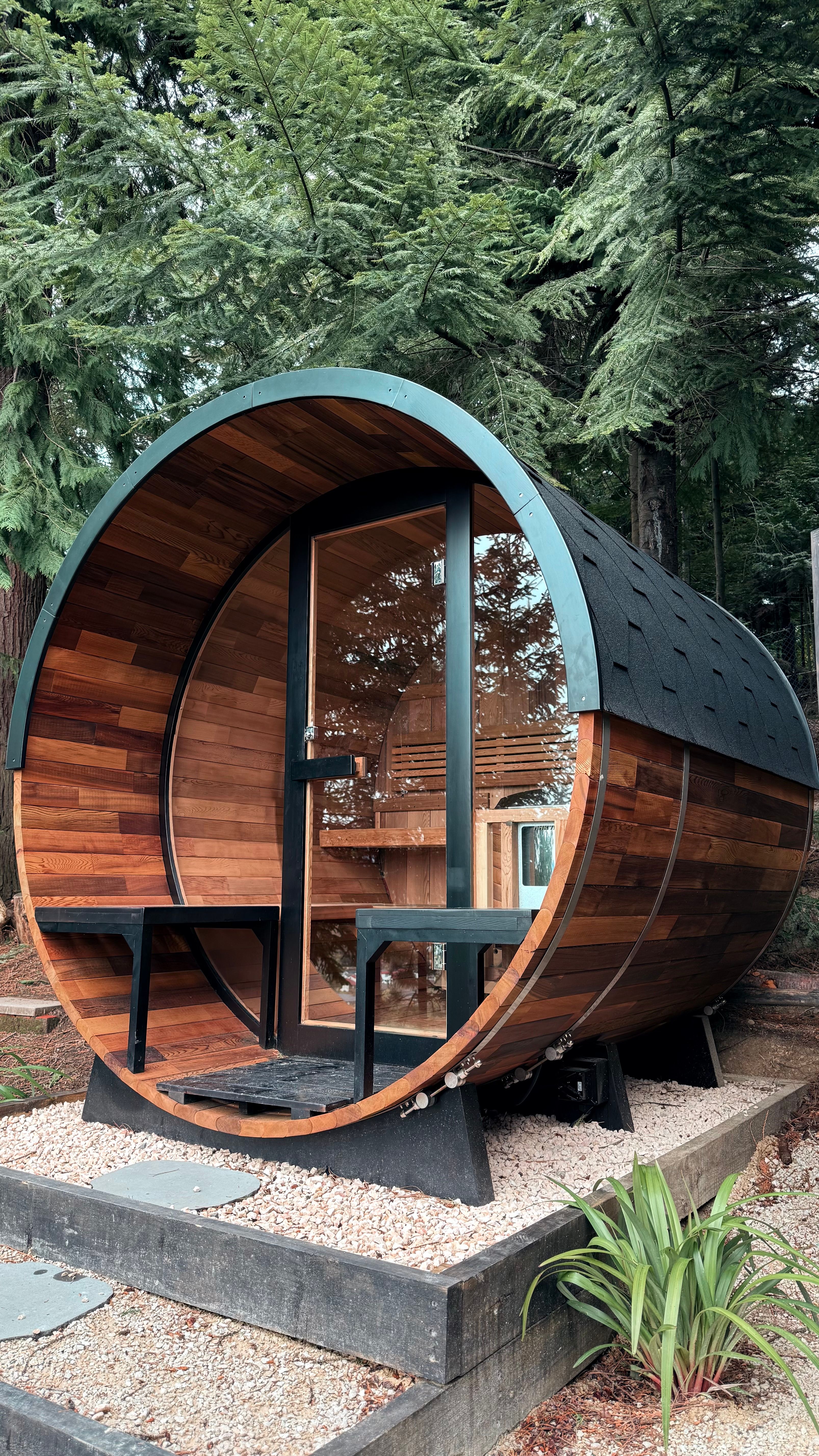 Cozy Barrel Sauna in Forest Setting · Free Stock Photo