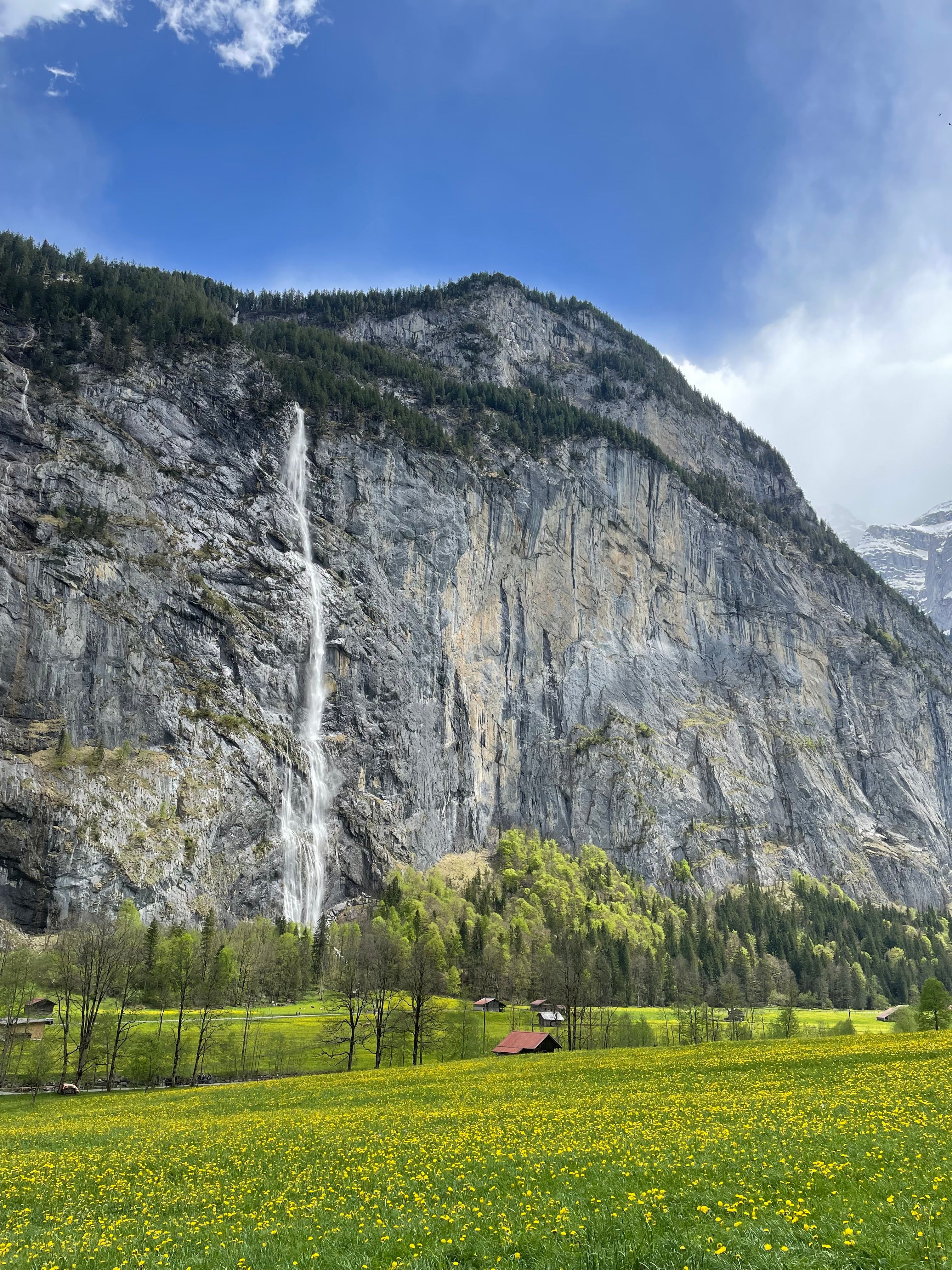 Stunning Swiss Alps Waterfall in Spring · Free Stock Photo