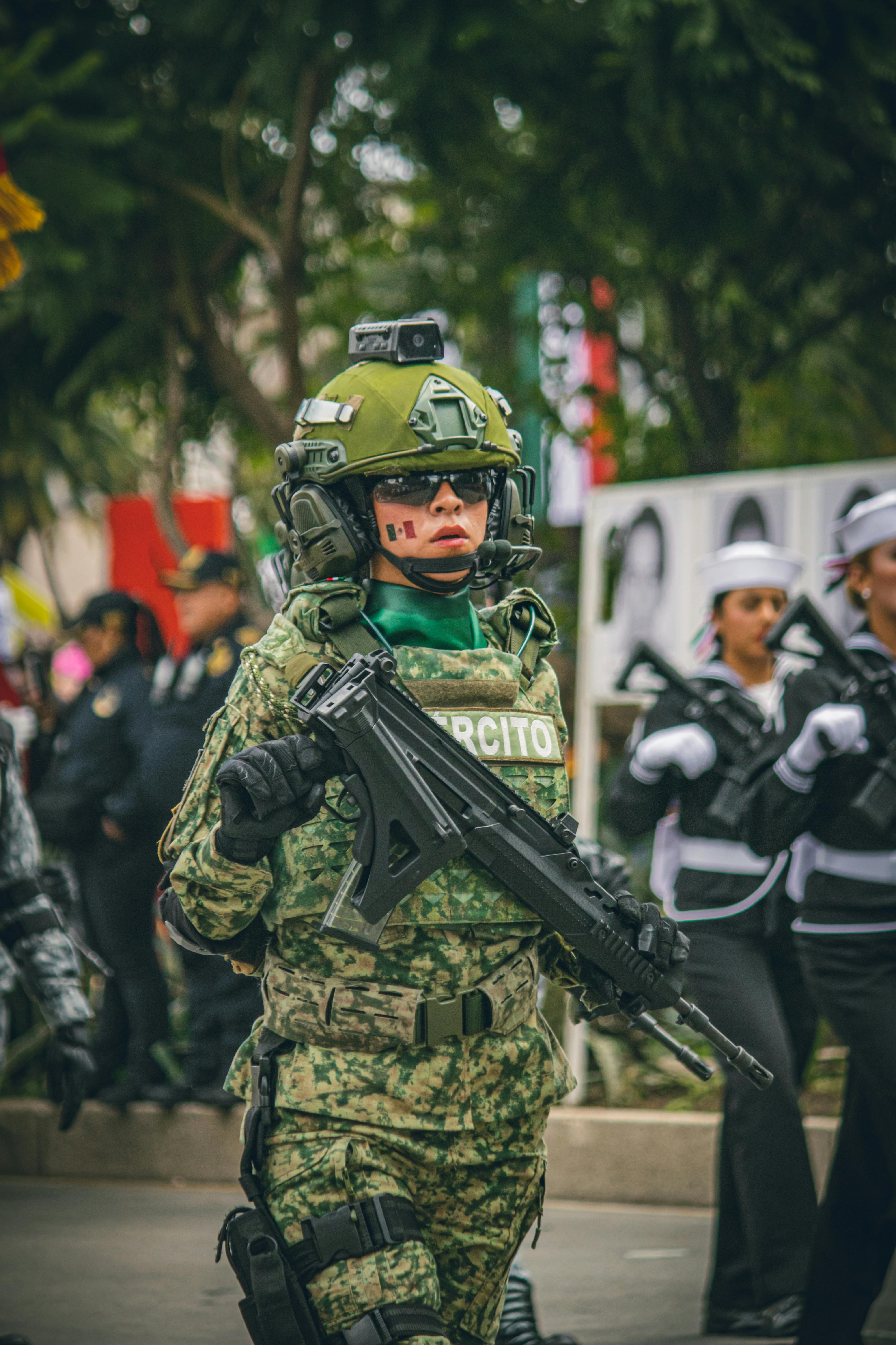 Military Parade in Mexico City Featuring Female Soldier · Free Stock Photo