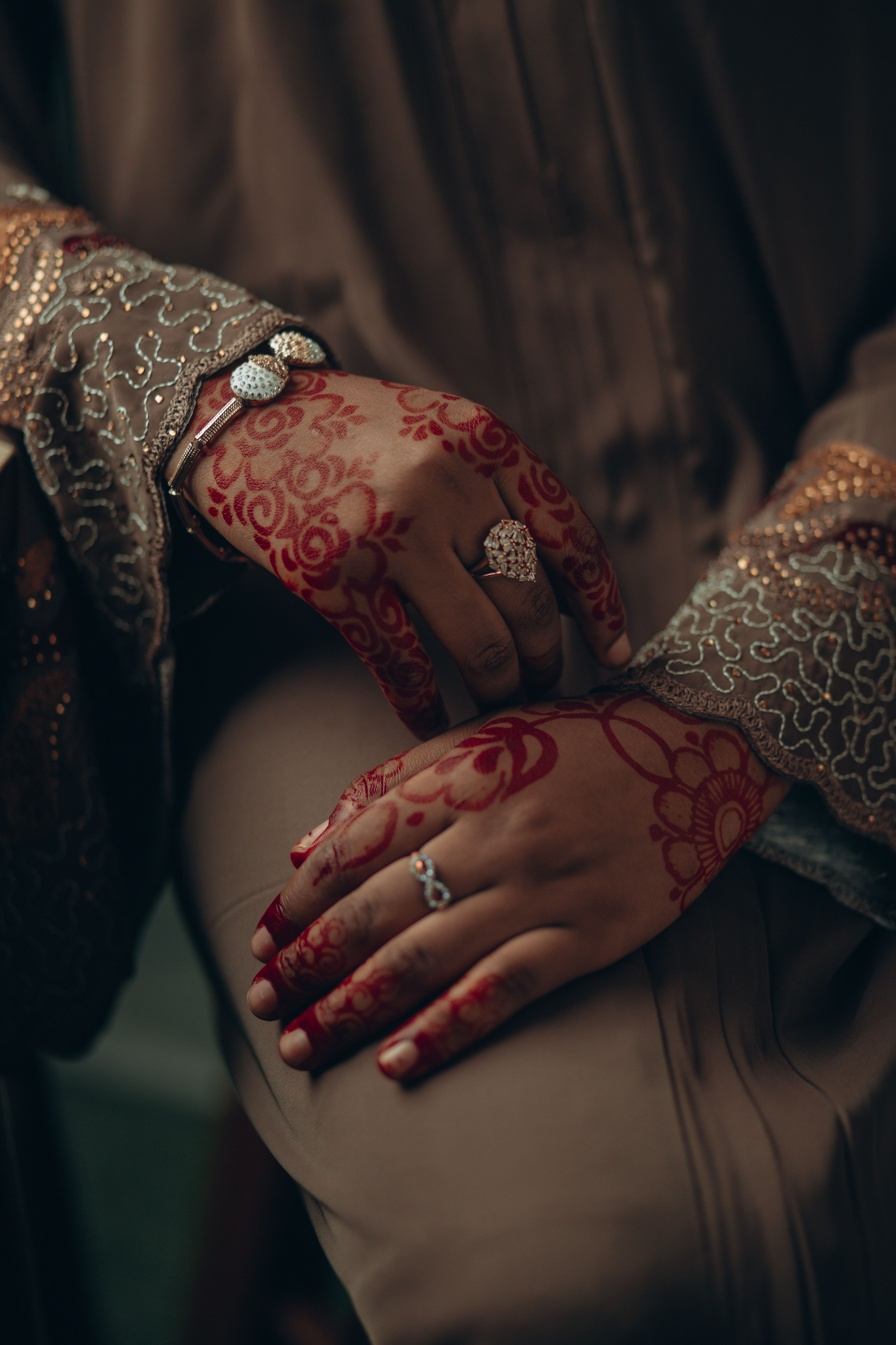 Elegantly Henna-Adorned Hands with Jewelry · Free Stock Photo