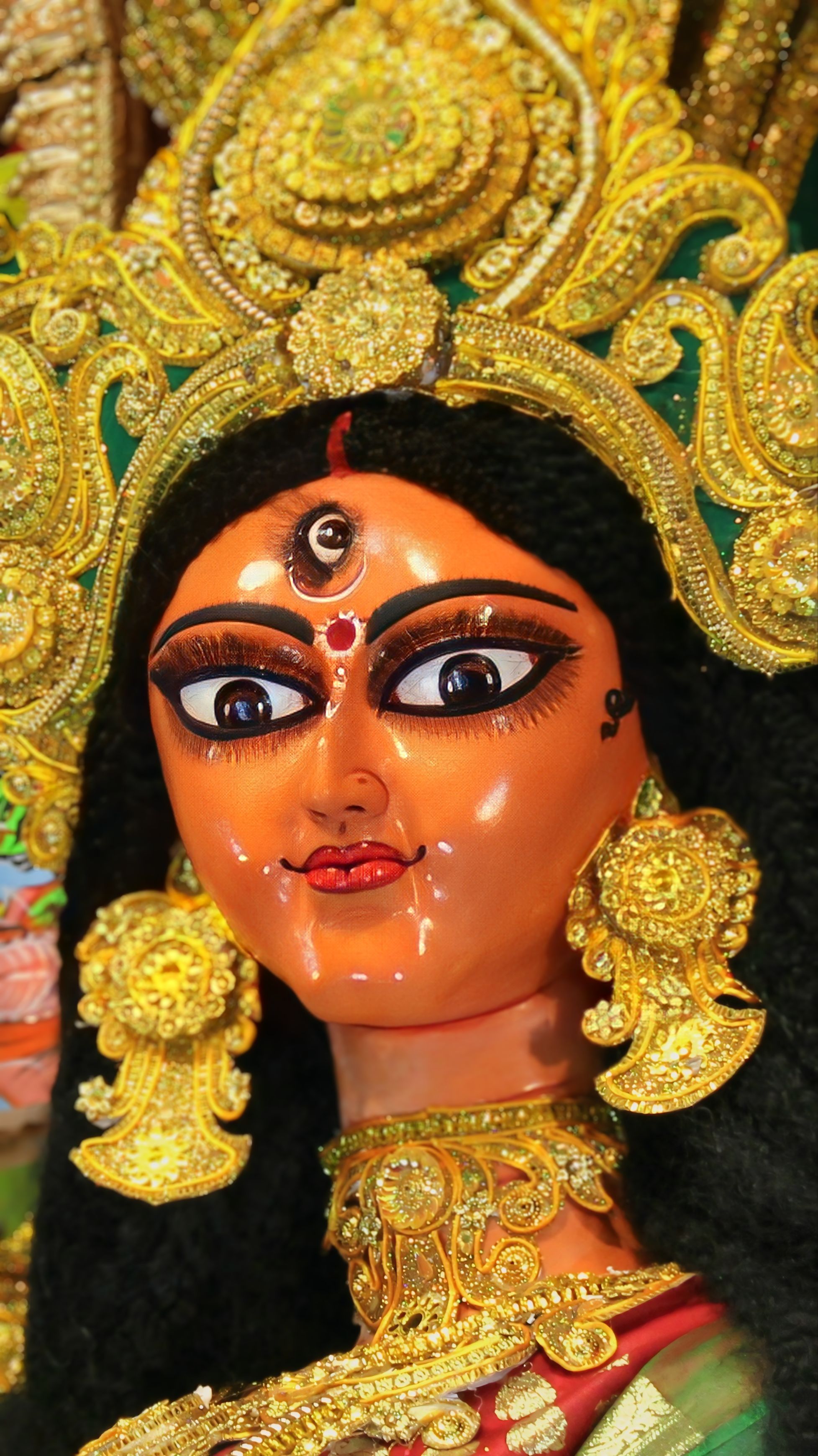 A beautiful idol of Maa Durga at a procession called Aagman Sohala in ...