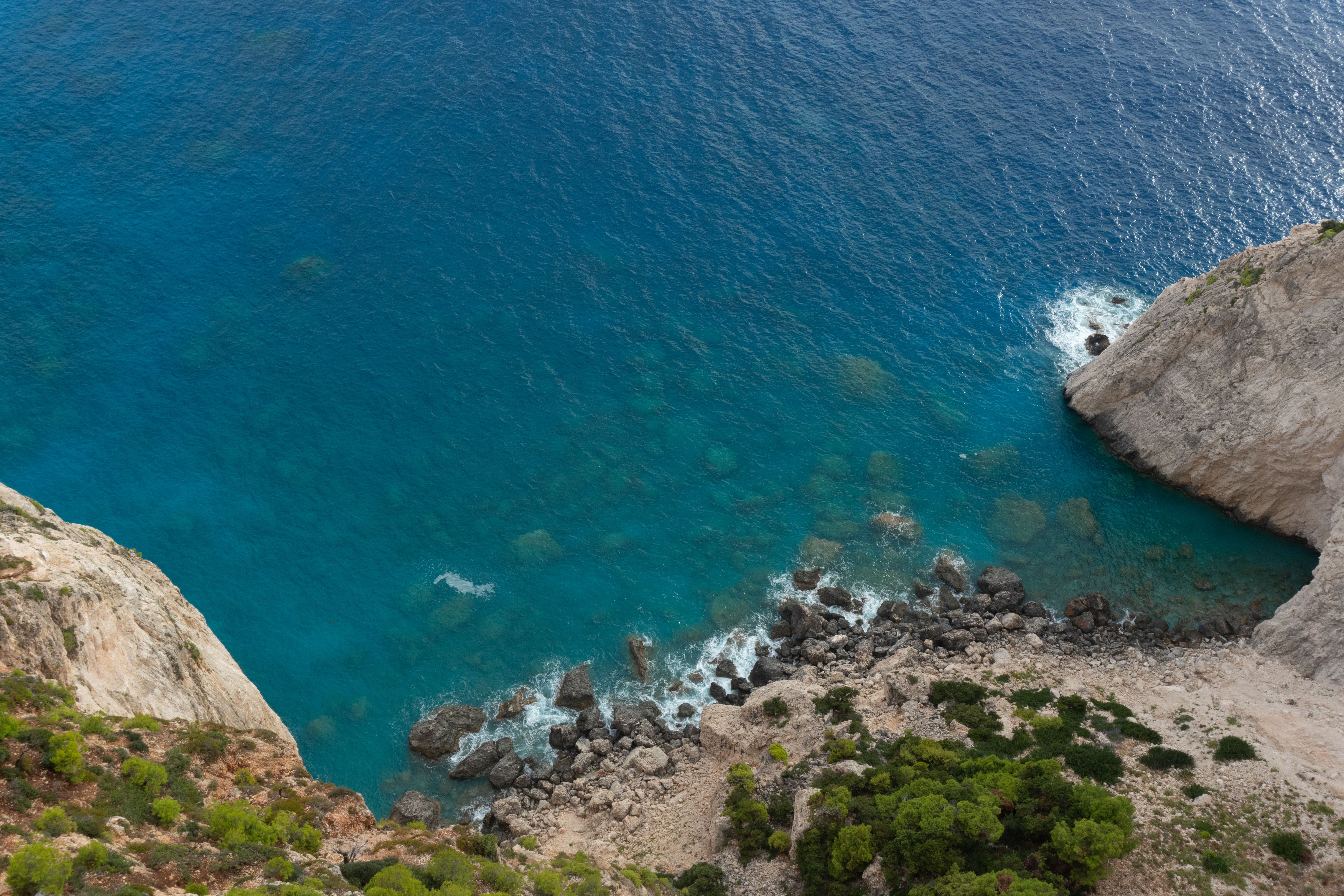 Aerial View of Cliffs and Turquoise Sea in Zakynthos · Free Stock Photo