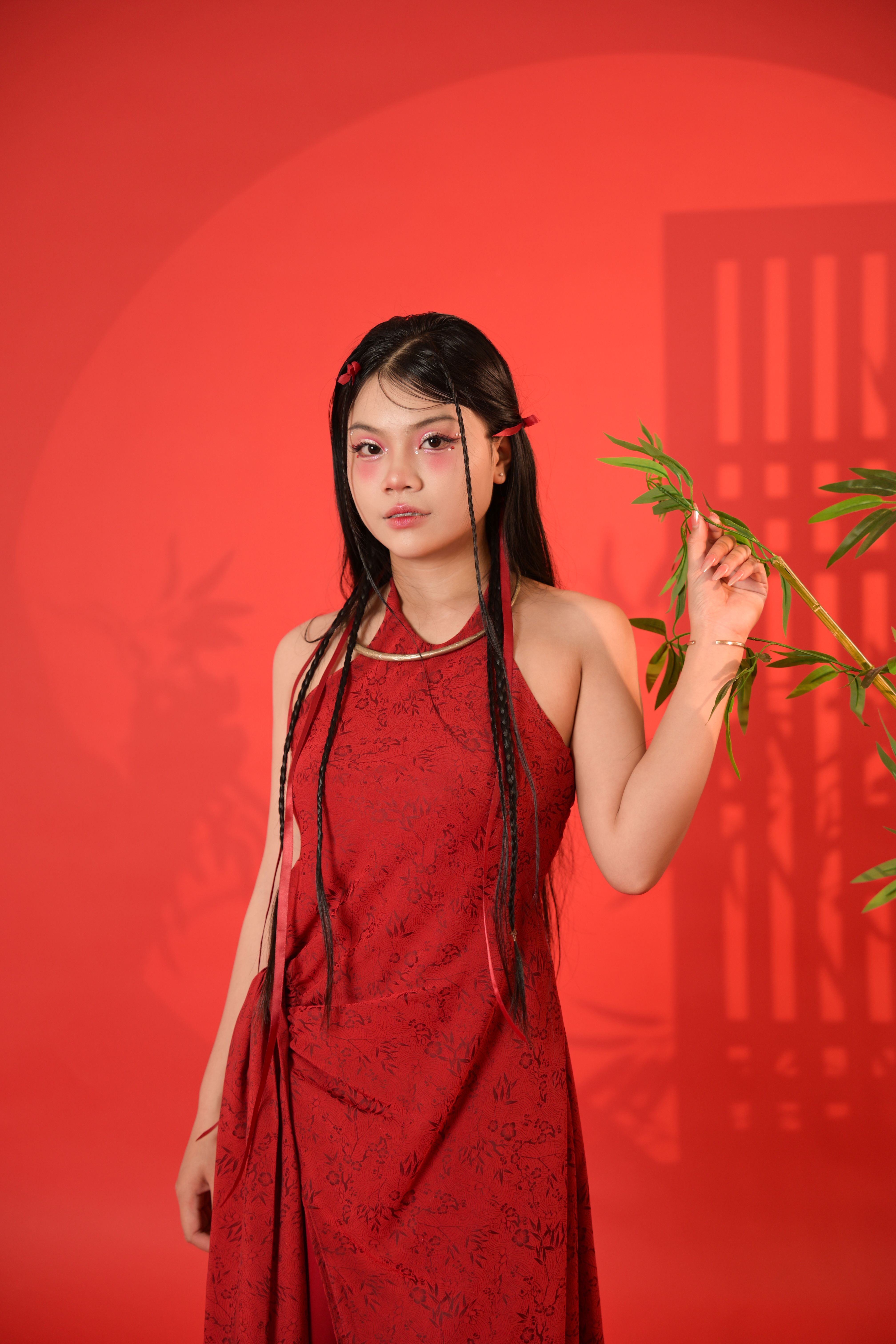 Elegant Portrait of Woman in Traditional Red Dress · Free Stock Photo