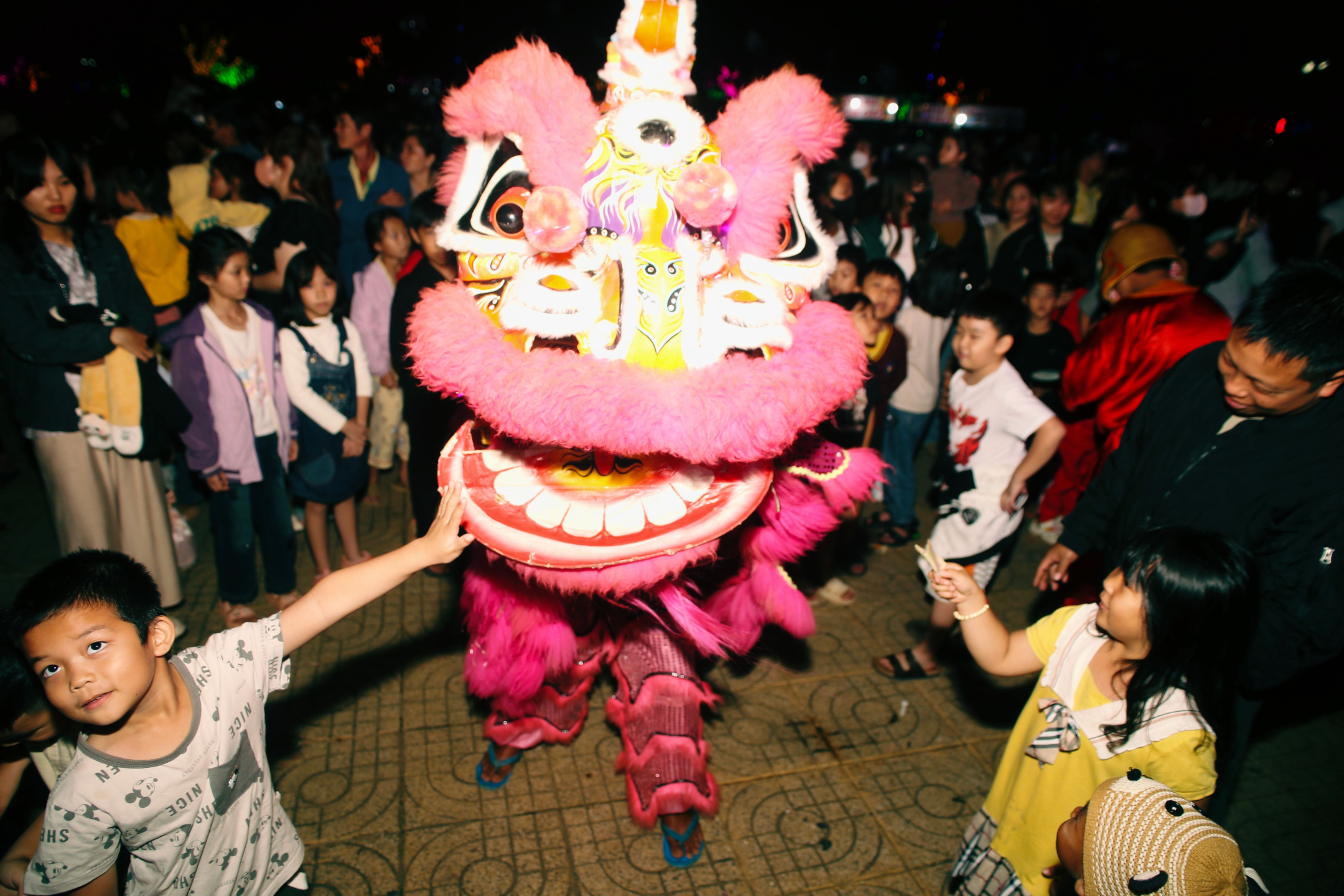 Vibrant Lion Dance Performance During Night Festival · Free Stock Photo