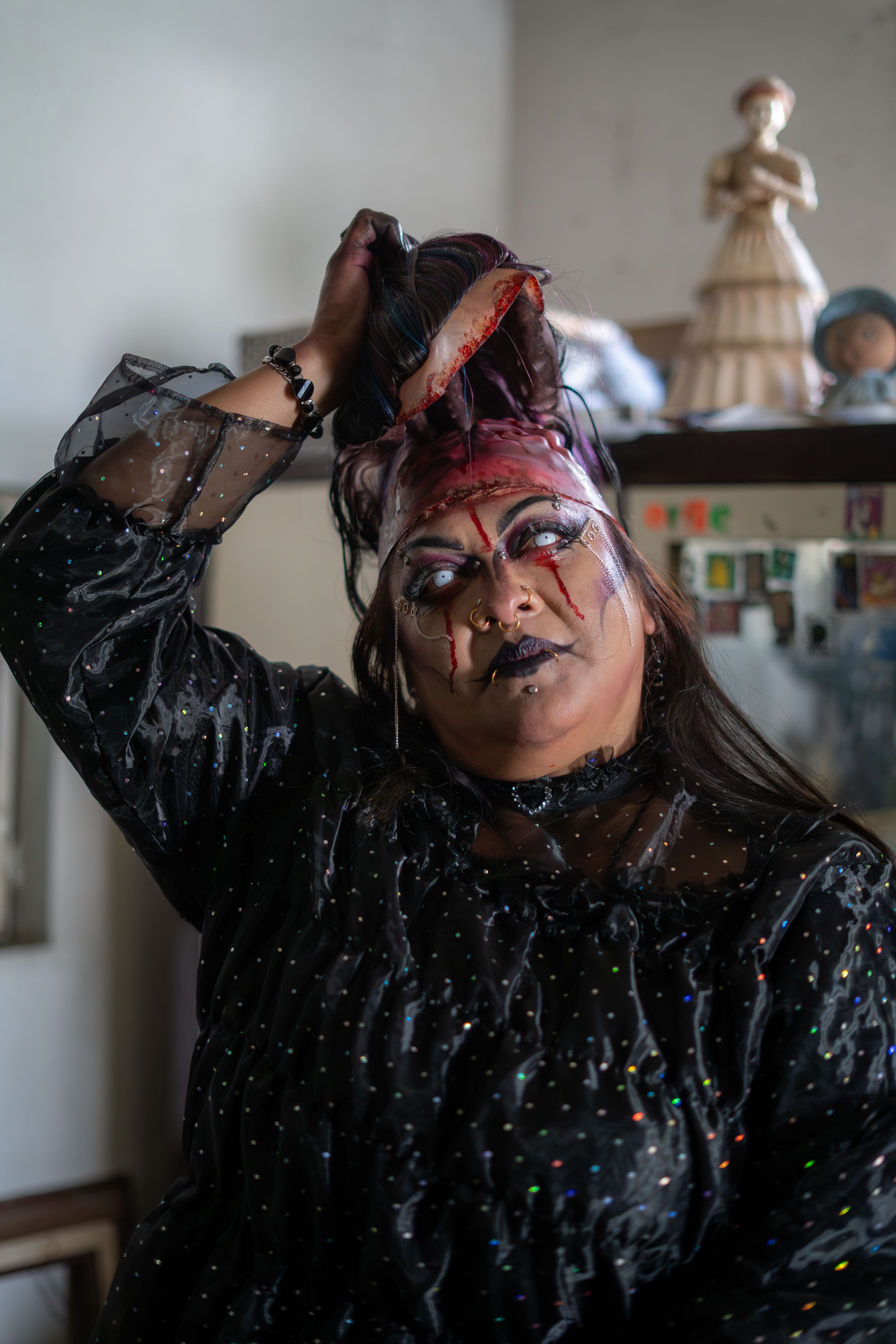 Horror Makeup with Dramatic Prosthetic Effect · Free Stock Photo
