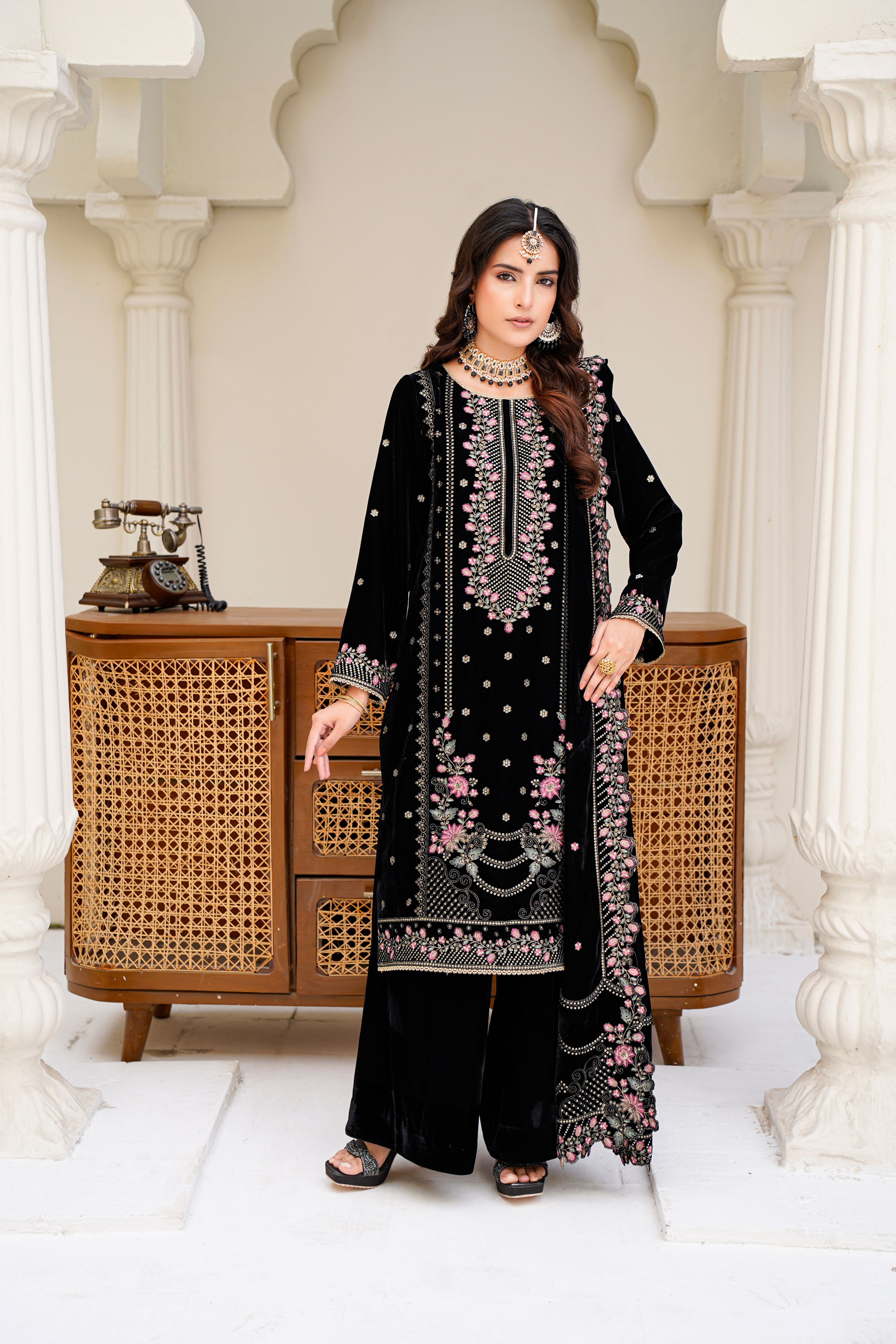 Elegant Velvet Eastern Dress Fashion Shoot · Free Stock Photo