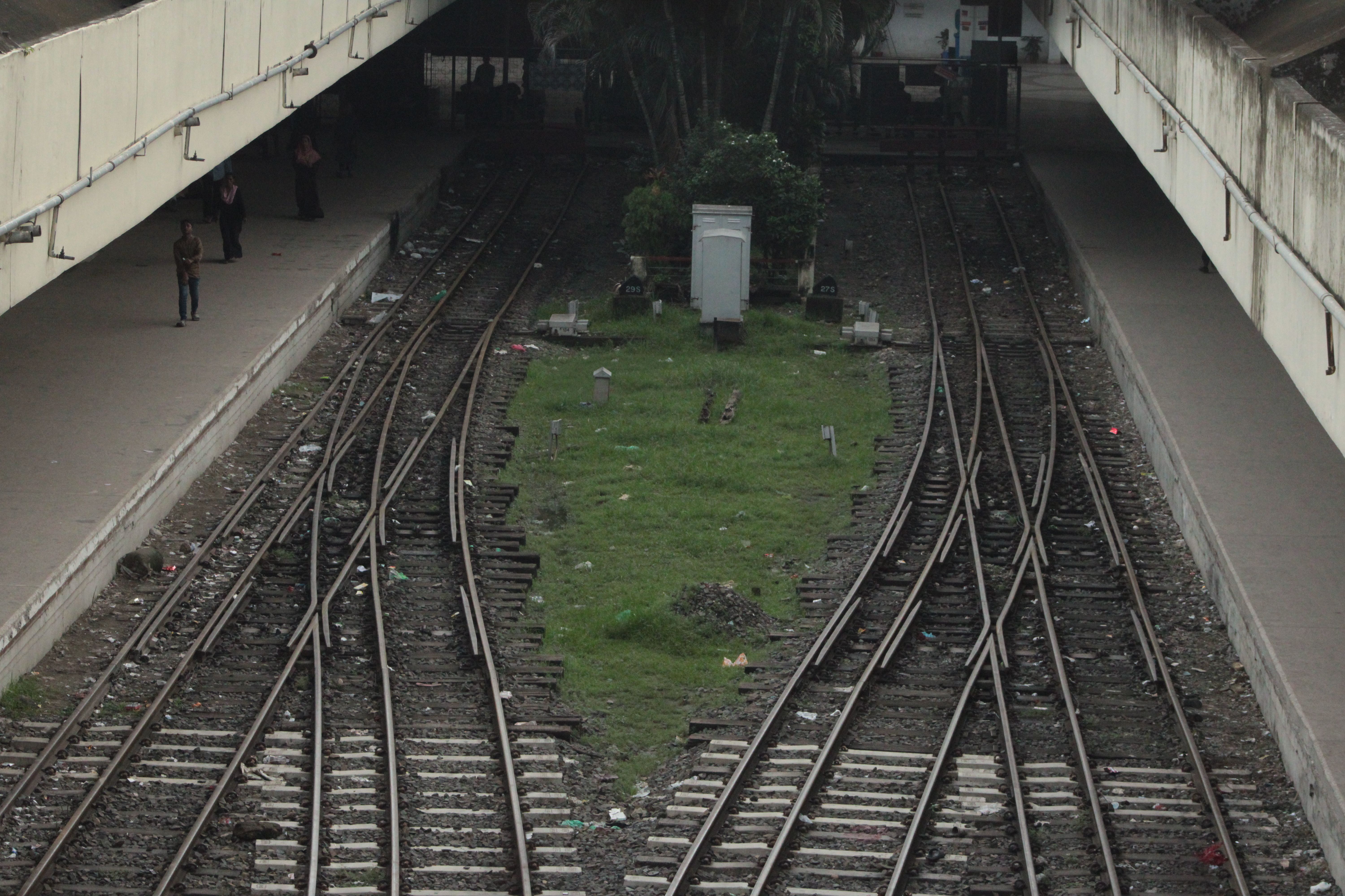 Urban Train Tracks in Railway Station Setting · Free Stock Photo