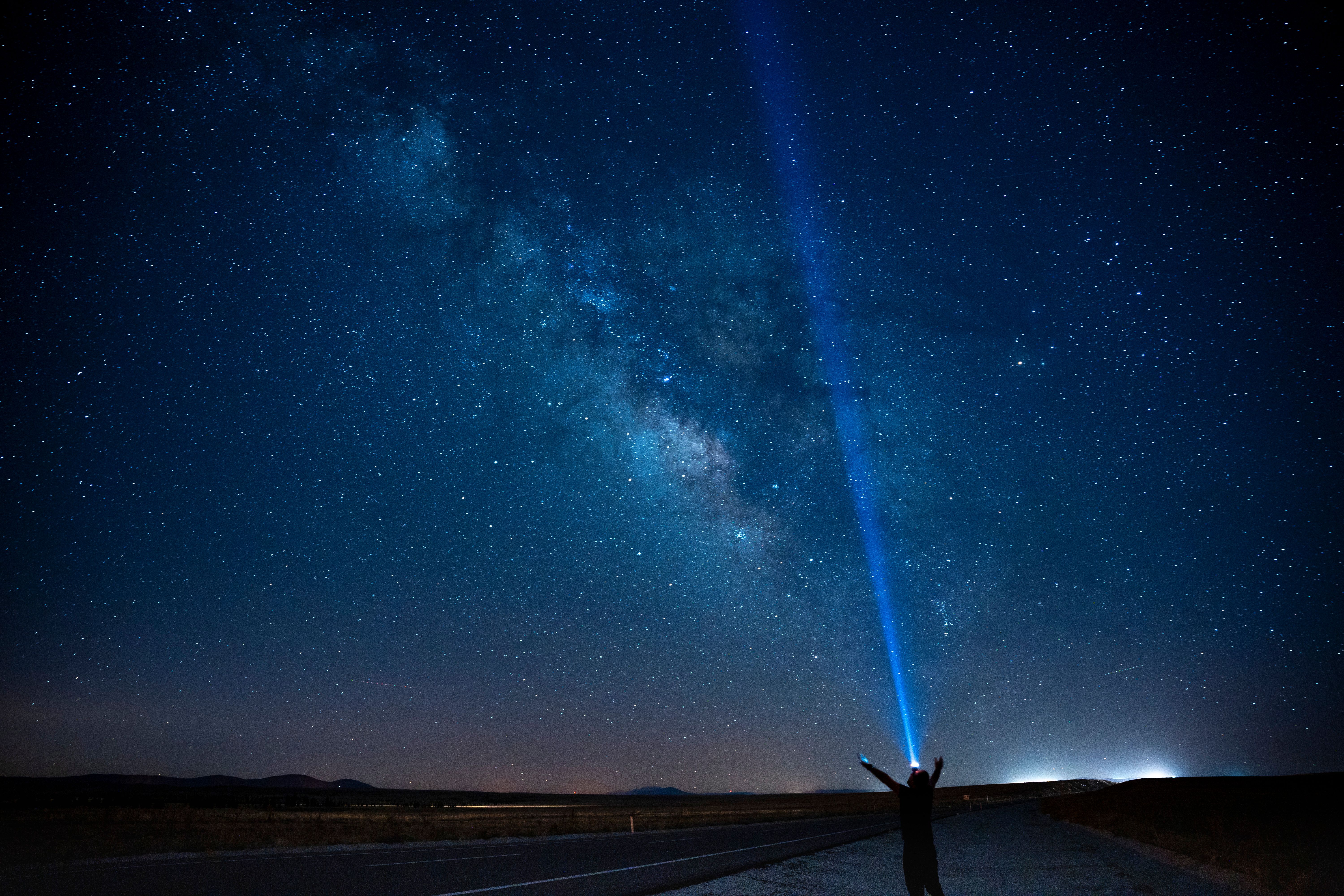 Person Gazing at the Starry Night Sky in Karaman · Free Stock Photo