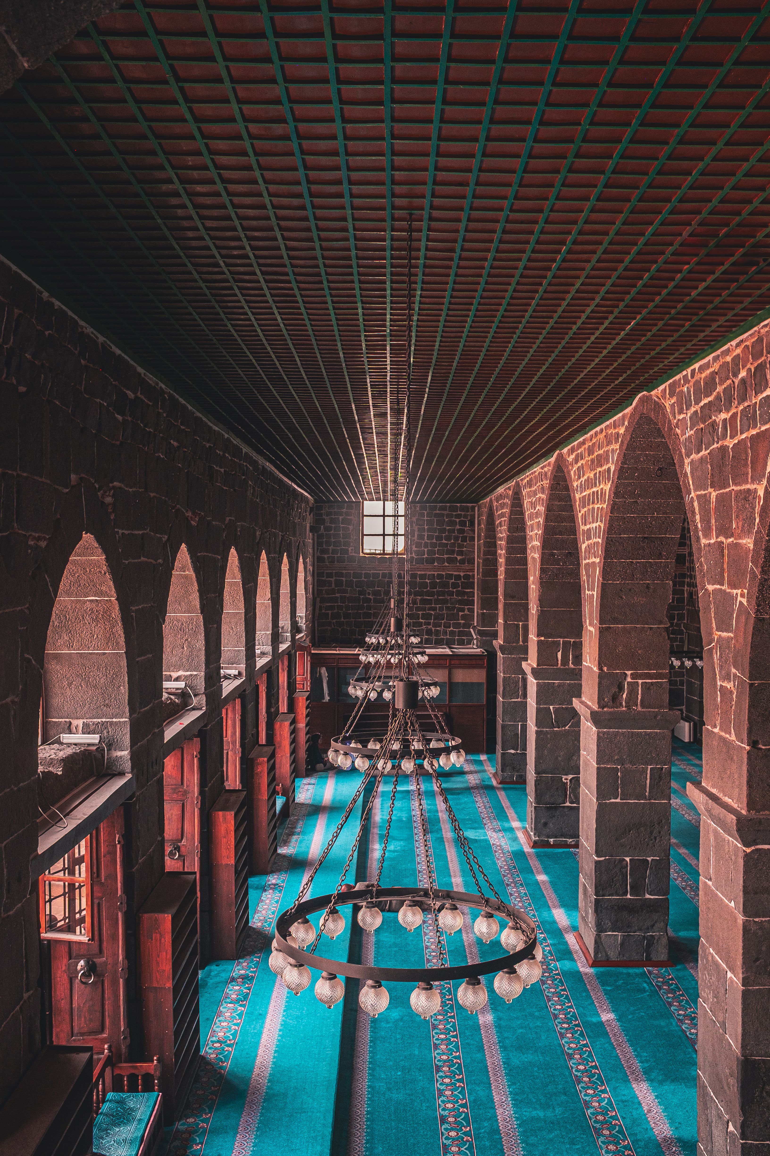 Aerial View of Historic Stone Mosque Interior · Free Stock Photo