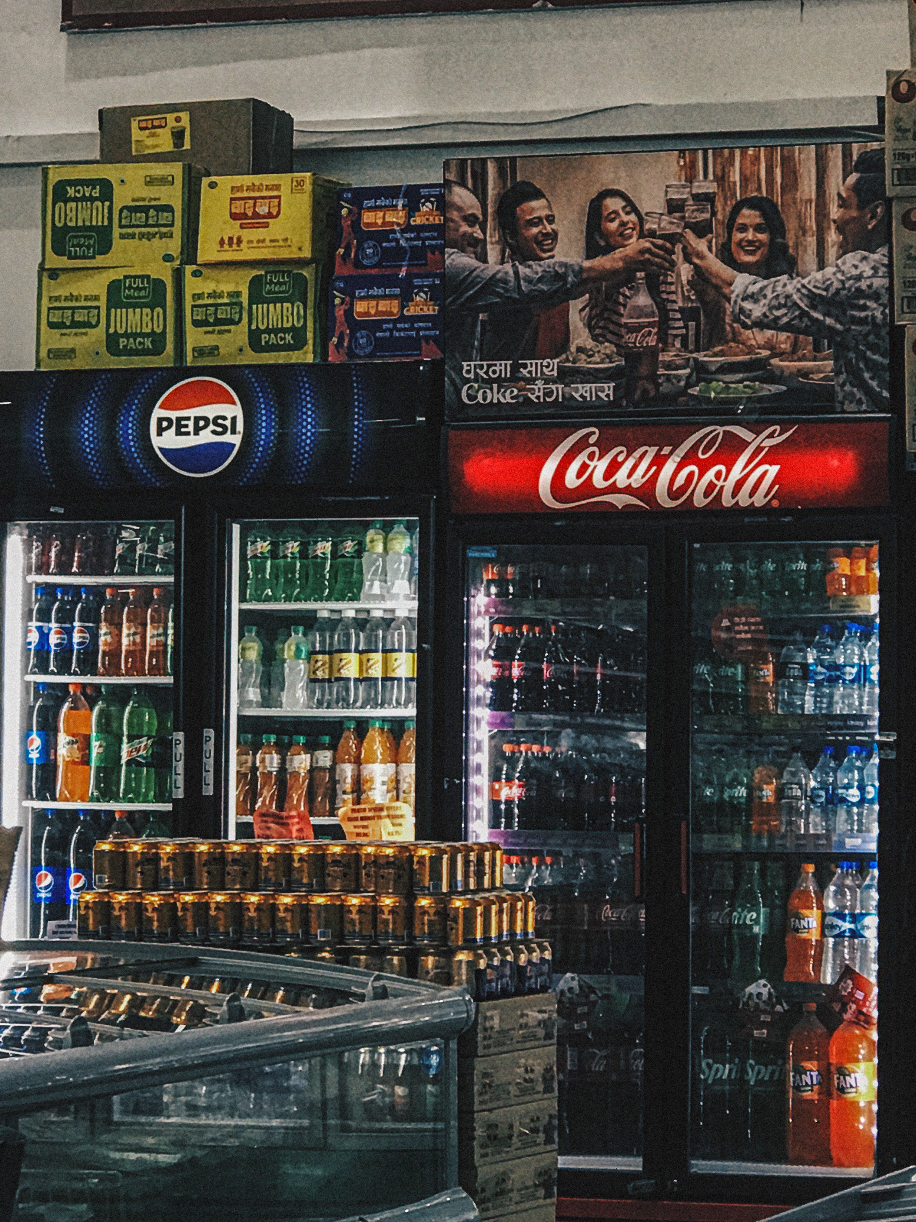 Colorful Beverage Display in Kathmandu Store · Free Stock Photo