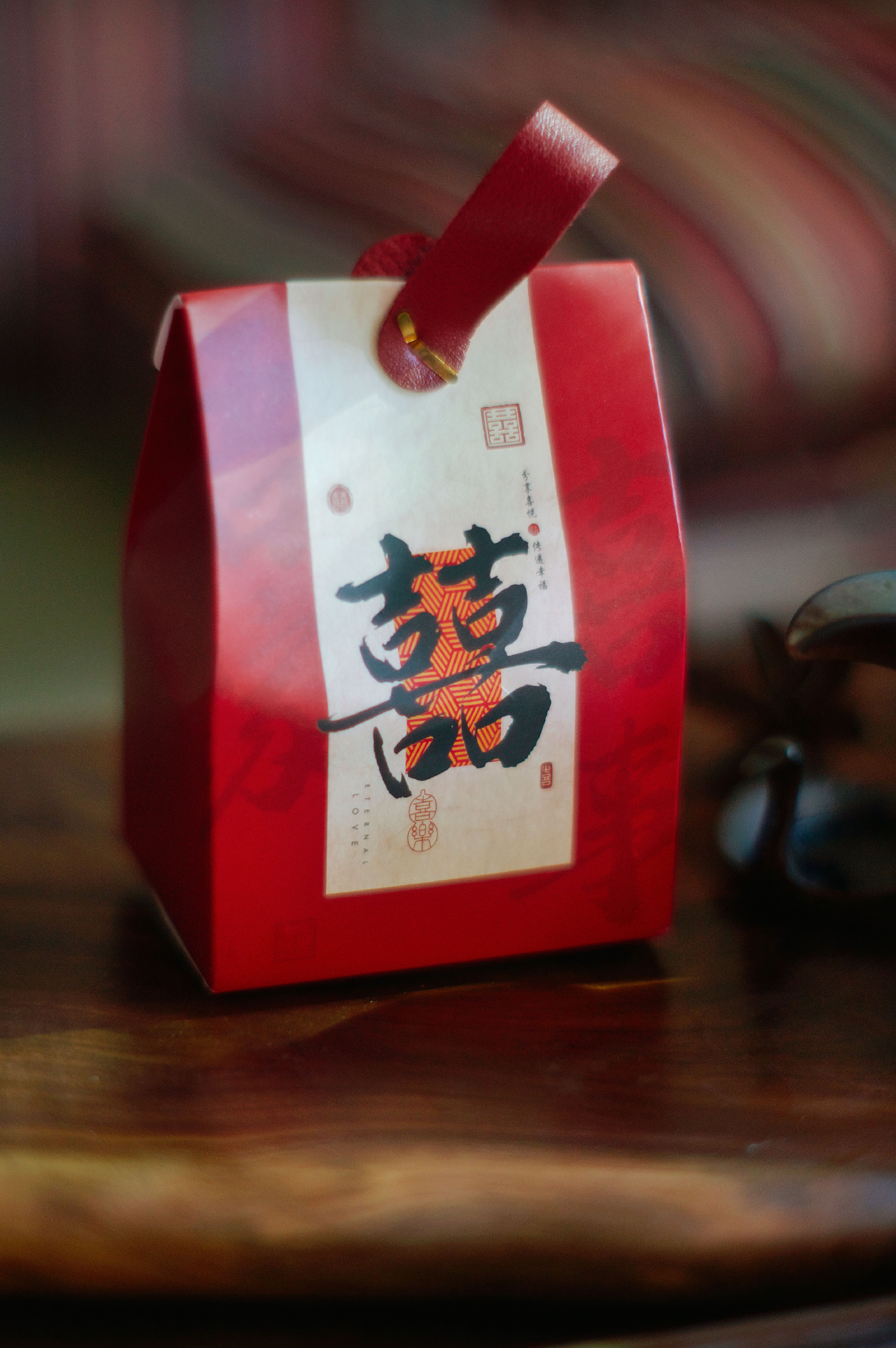 Red Chinese Gift Box with Traditional Calligraphy · Free Stock Photo