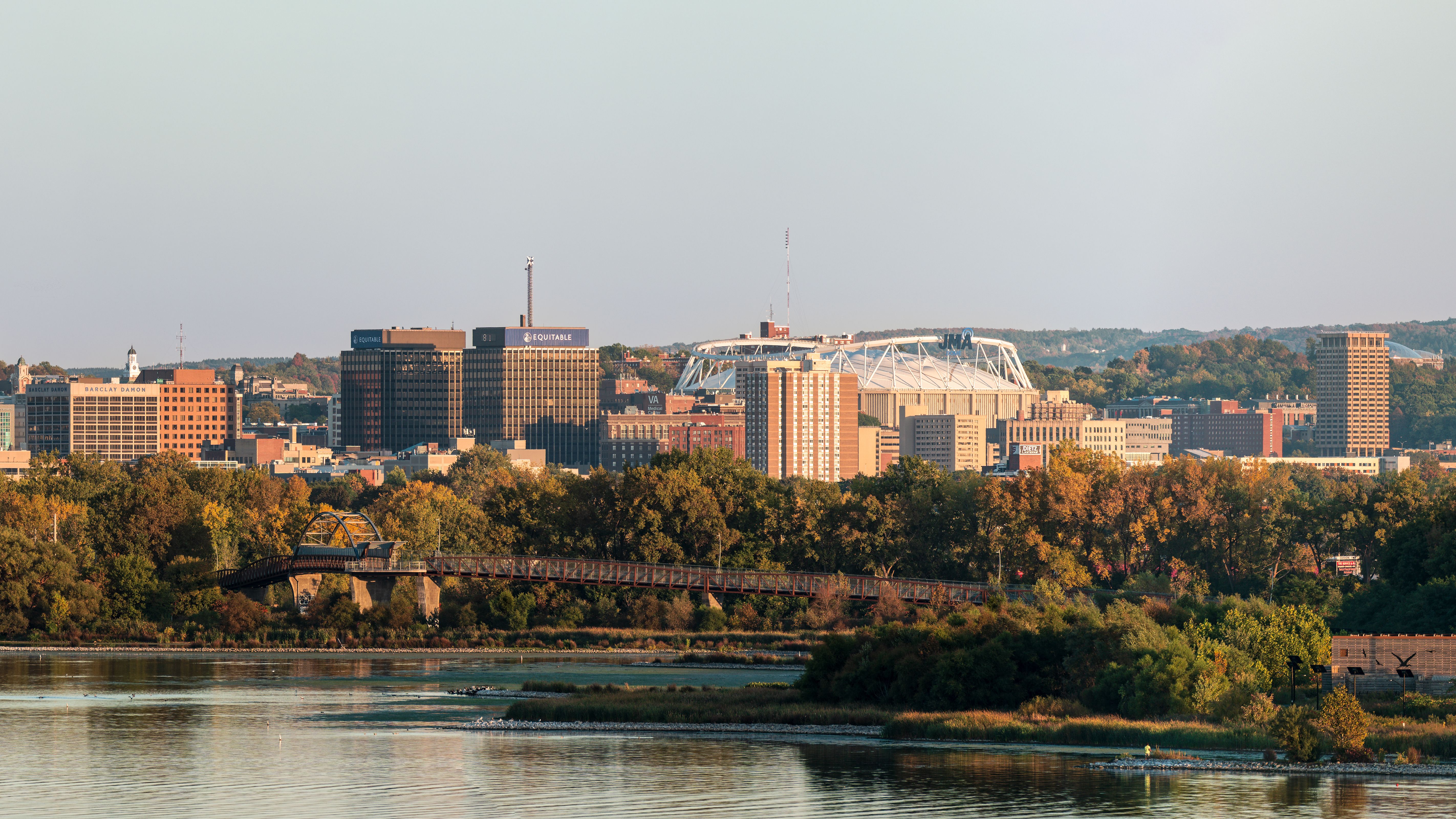 Scenic Syracuse Skyline Above Onondaga Lake · Free Stock Photo