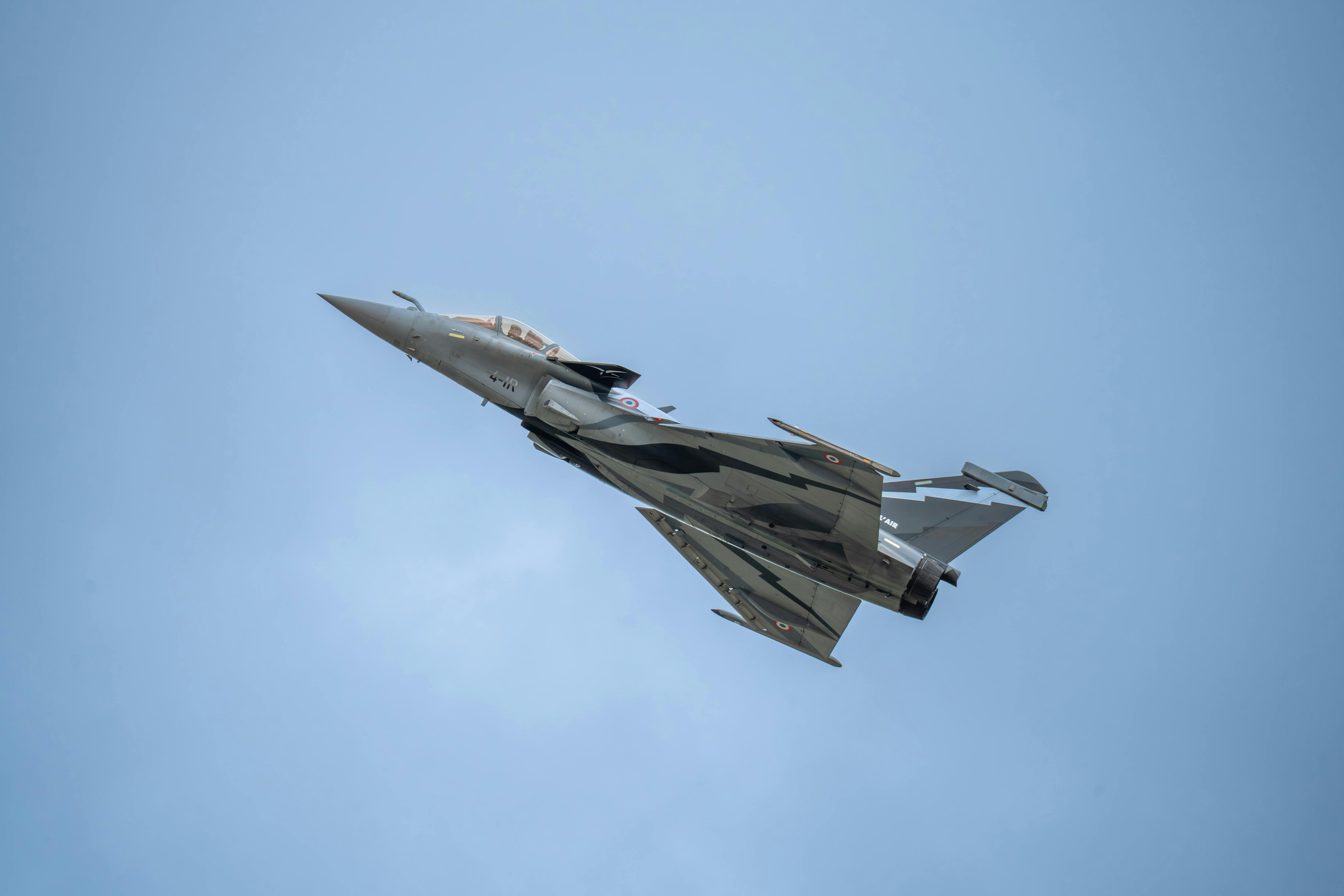 Rafale Fighter Jet in Flight Against Clear Sky · Free Stock Photo
