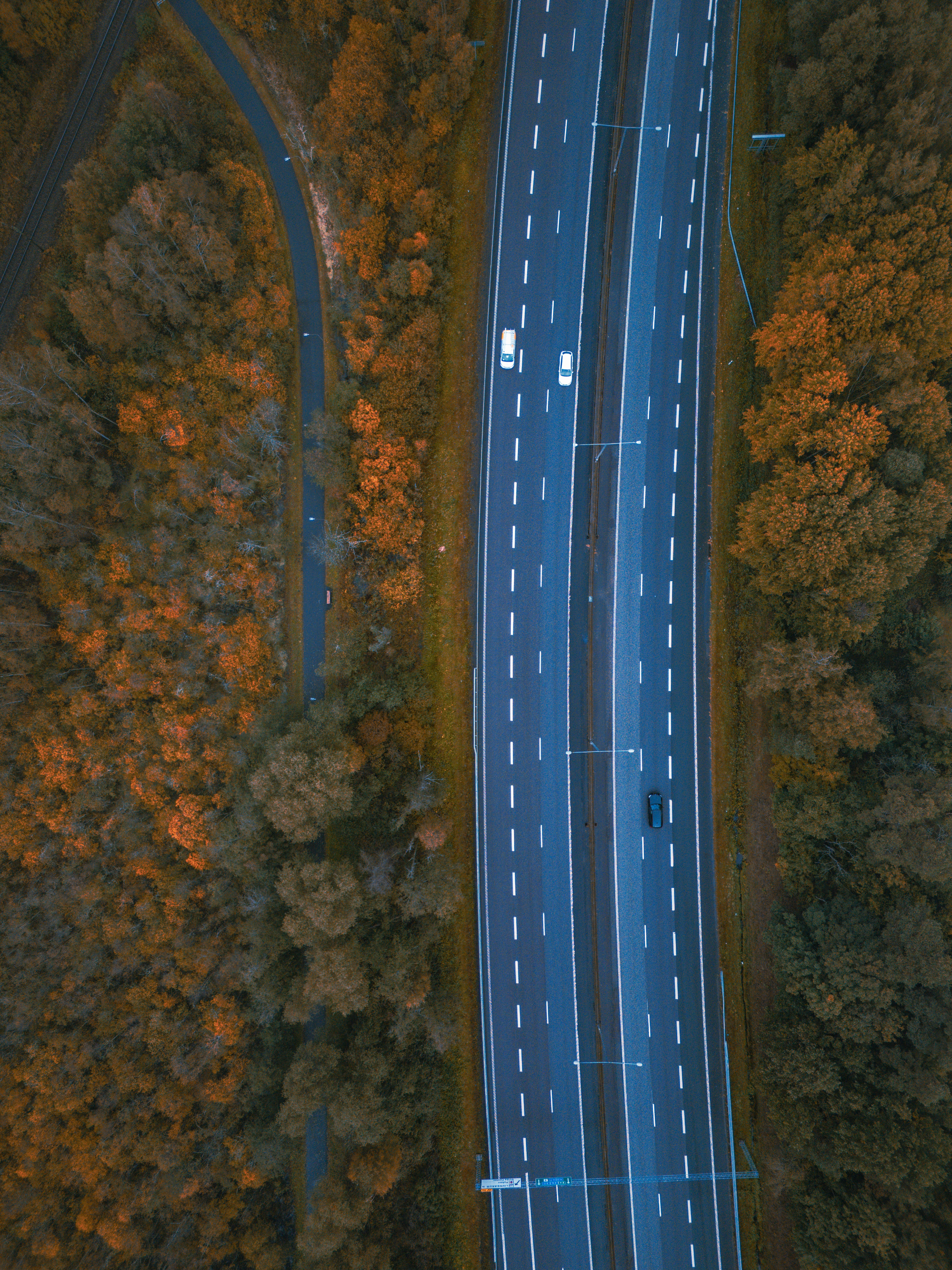Aerial View of Busy Highway in Autumn Sweden · Free Stock Photo