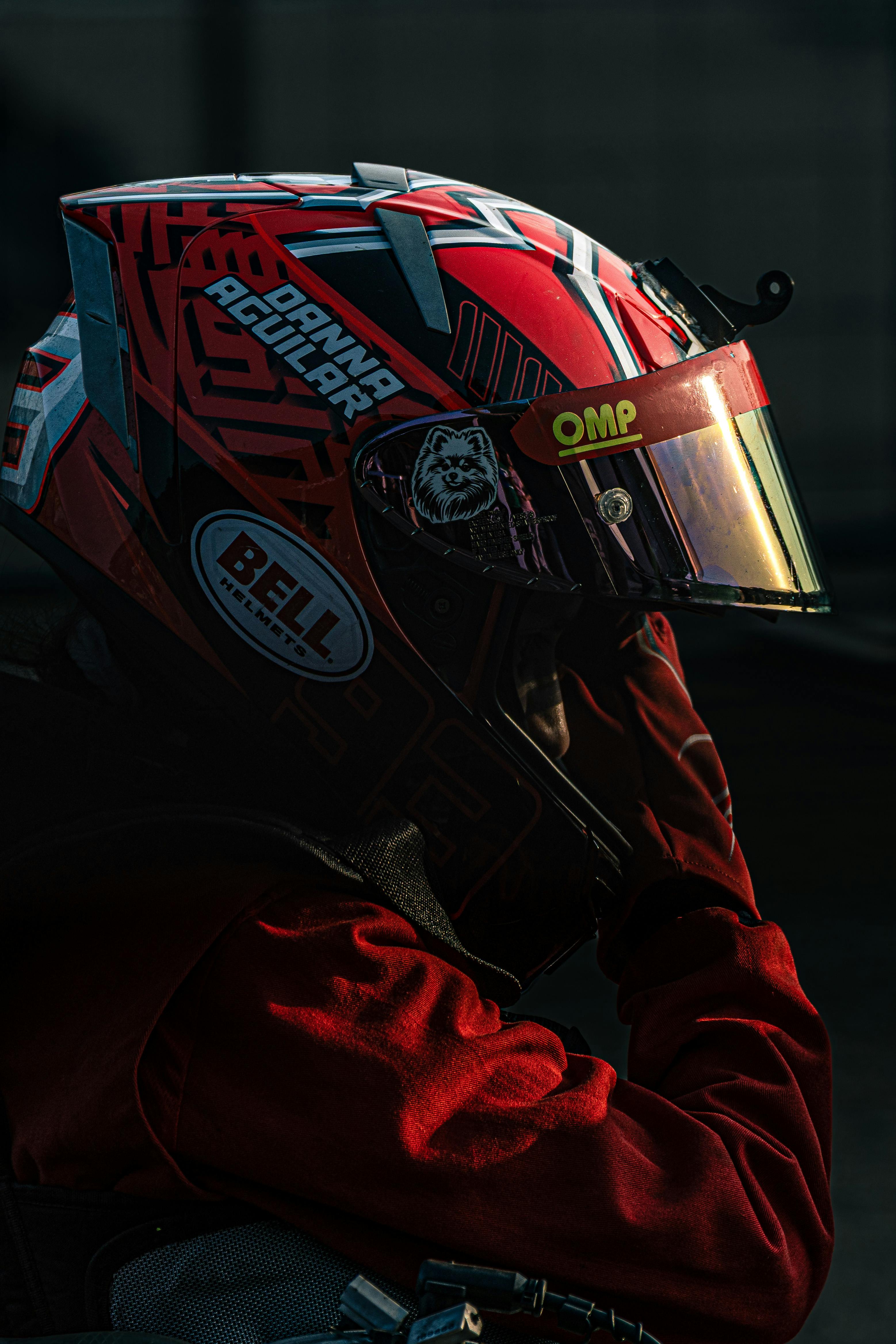 Red Racing Helmet Reflecting Light · Free Stock Photo