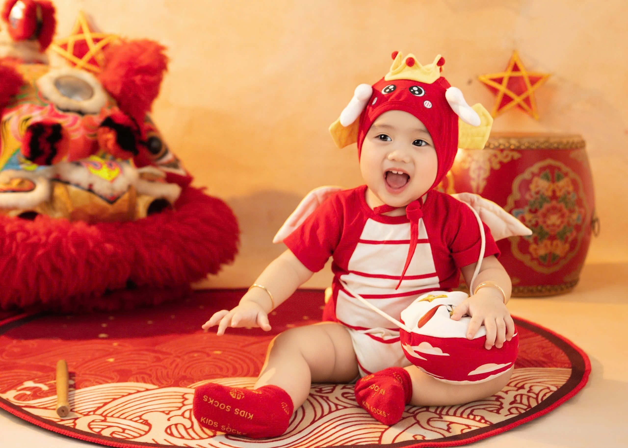 Adorable Baby in Dragon Costume Celebrates Lunar New Year · Free Stock ...