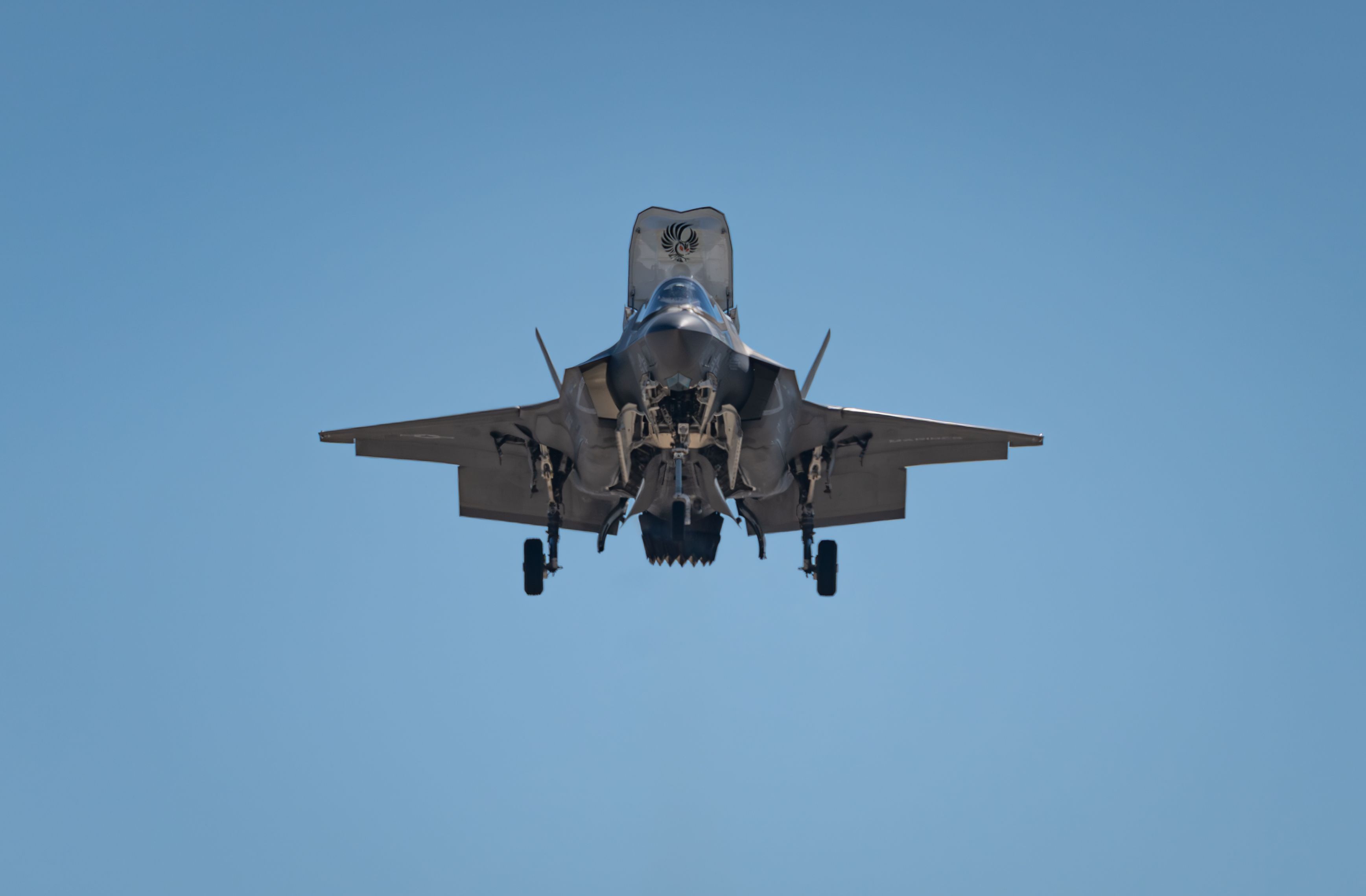 F-35 Lightning II Performing Vertical Landing at Airshow · Free Stock Photo