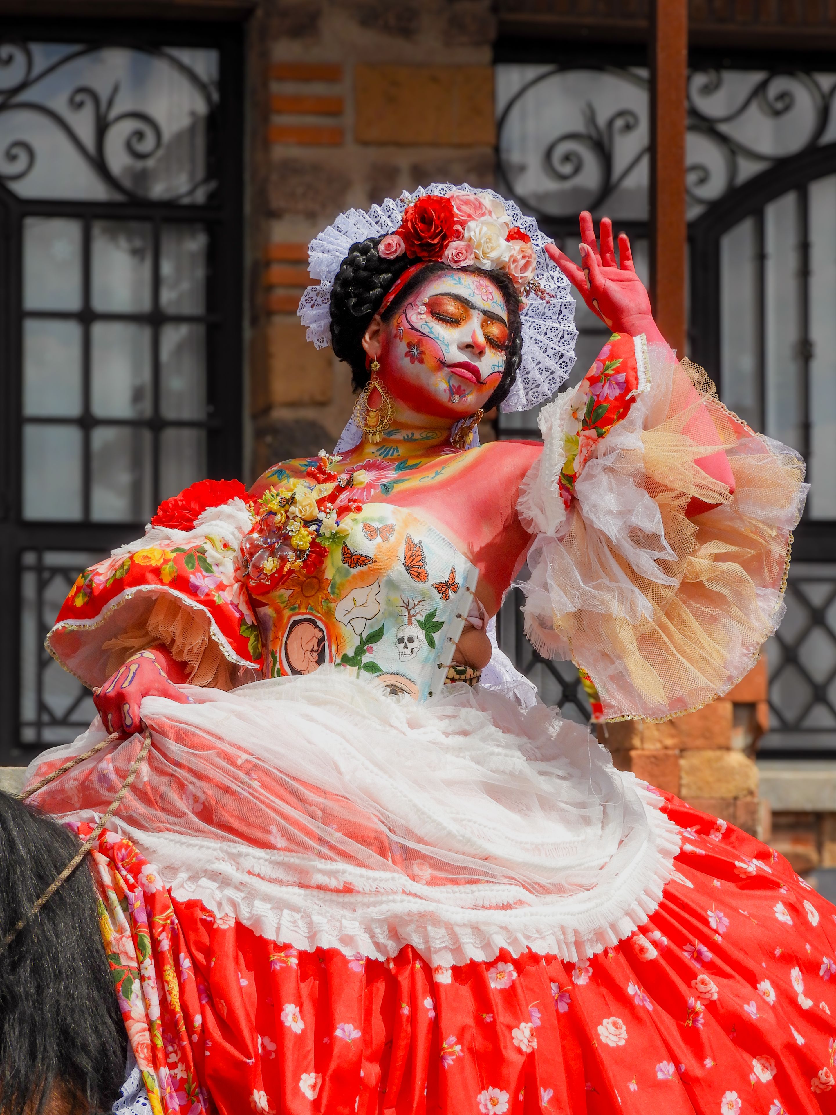 Elegant Catrina in Traditional Dress on Puebla Street · Free Stock Photo