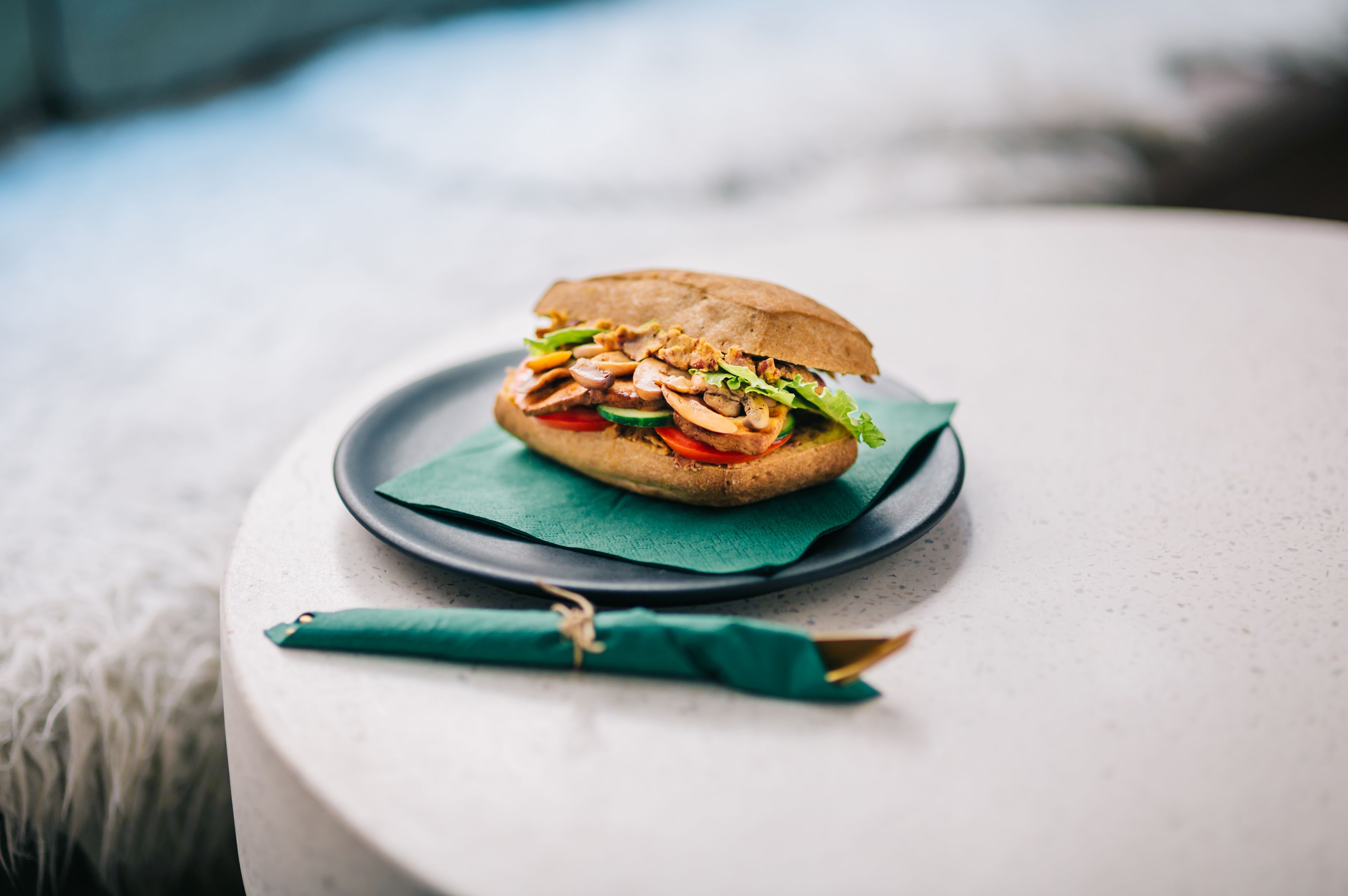 Delicious Fresh Sandwich on Ceramic Plate · Free Stock Photo