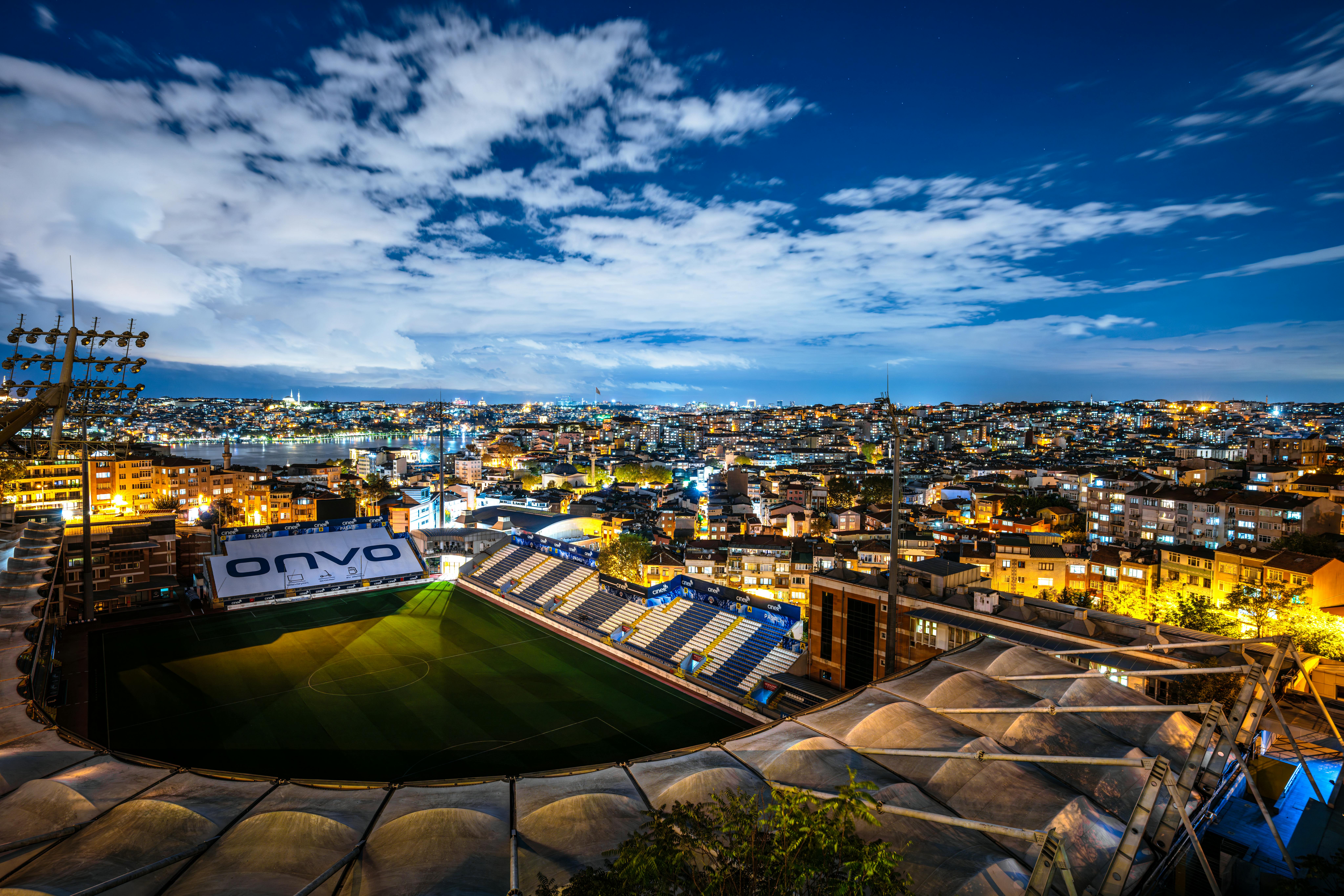 Stadium View Over Istanbul Cityscape at Night · Free Stock Photo