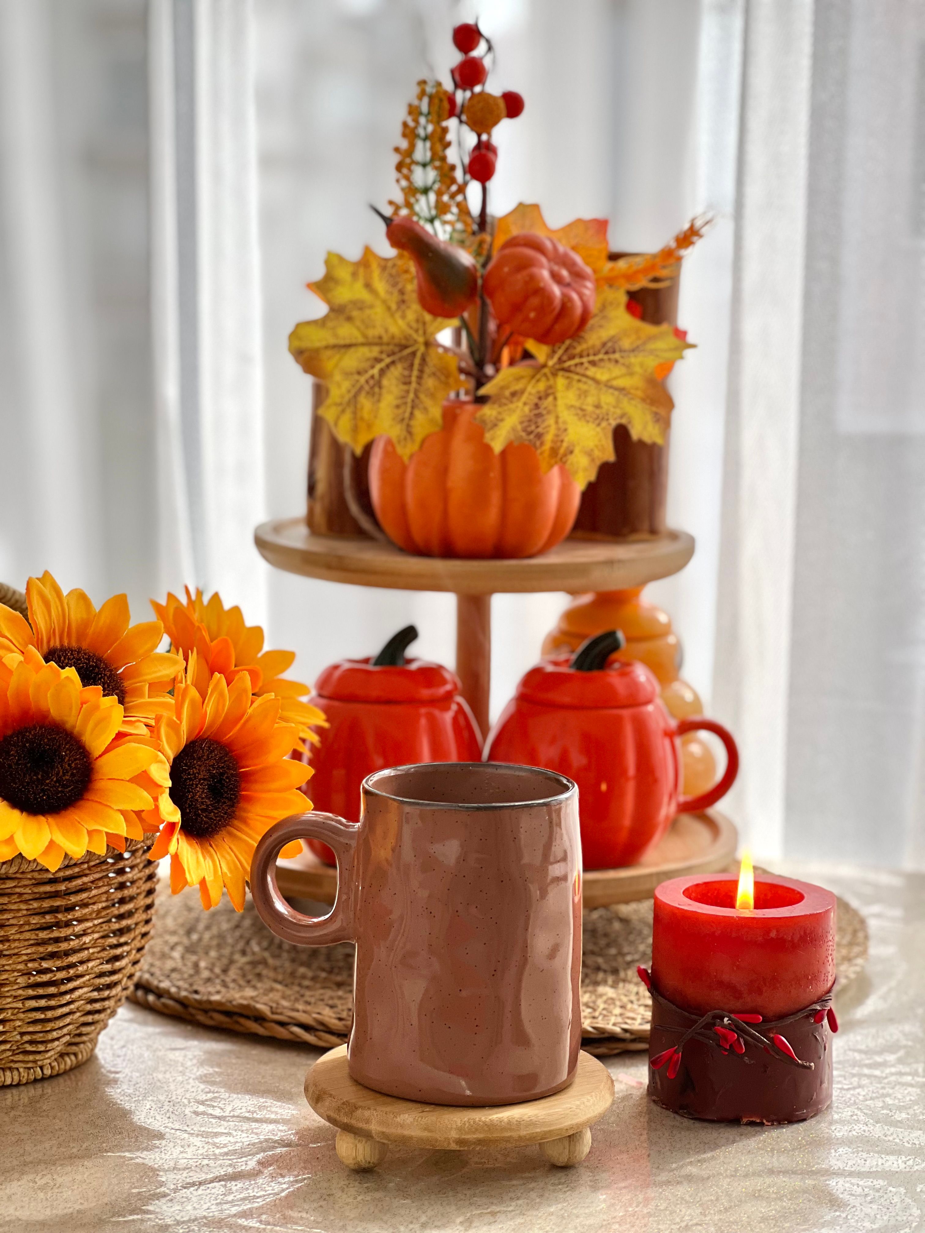 Cozy Autumn Coffee Setup with Sunflowers · Free Stock Photo