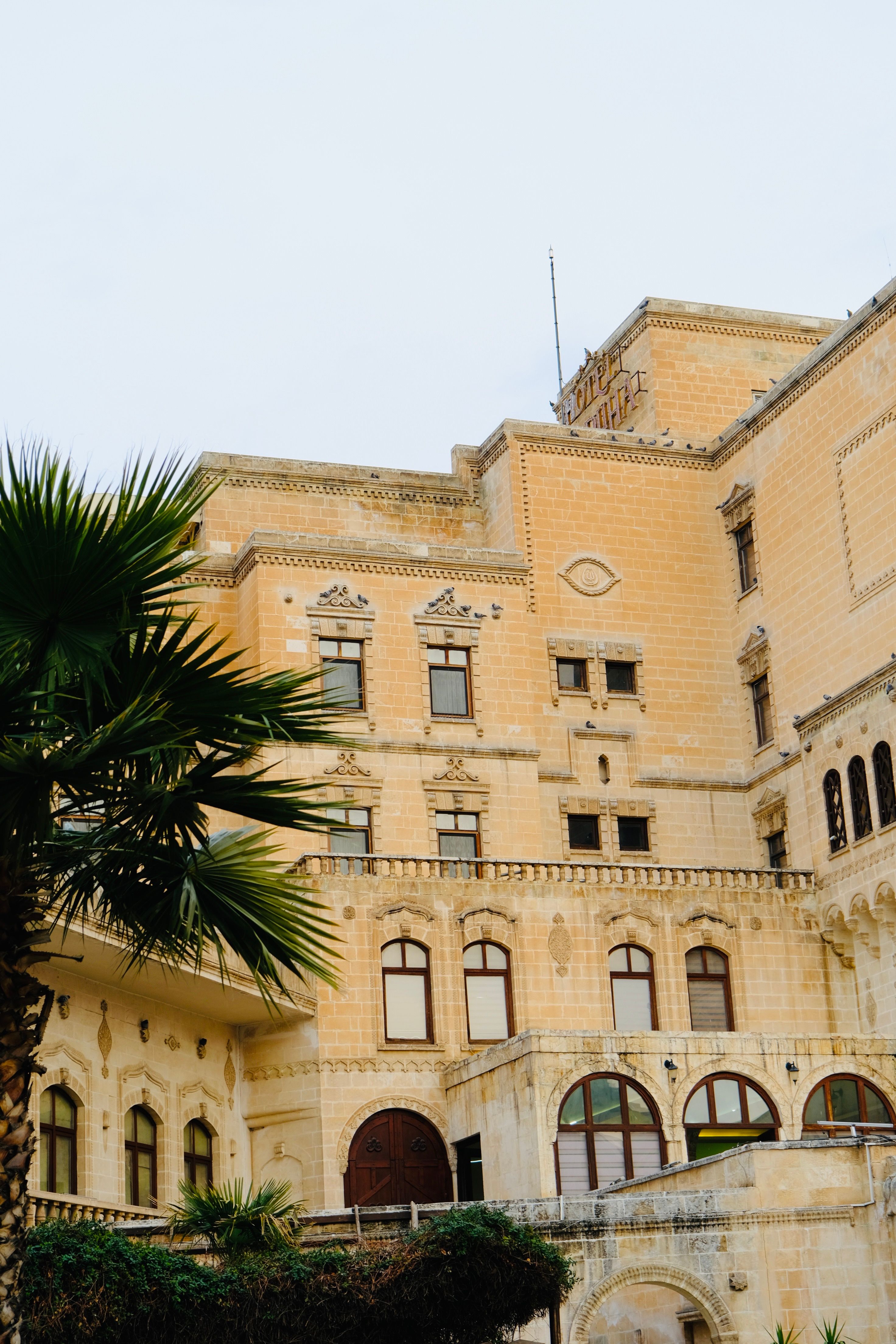 Historic Mediterranean Architecture with Palm Trees · Free Stock Photo