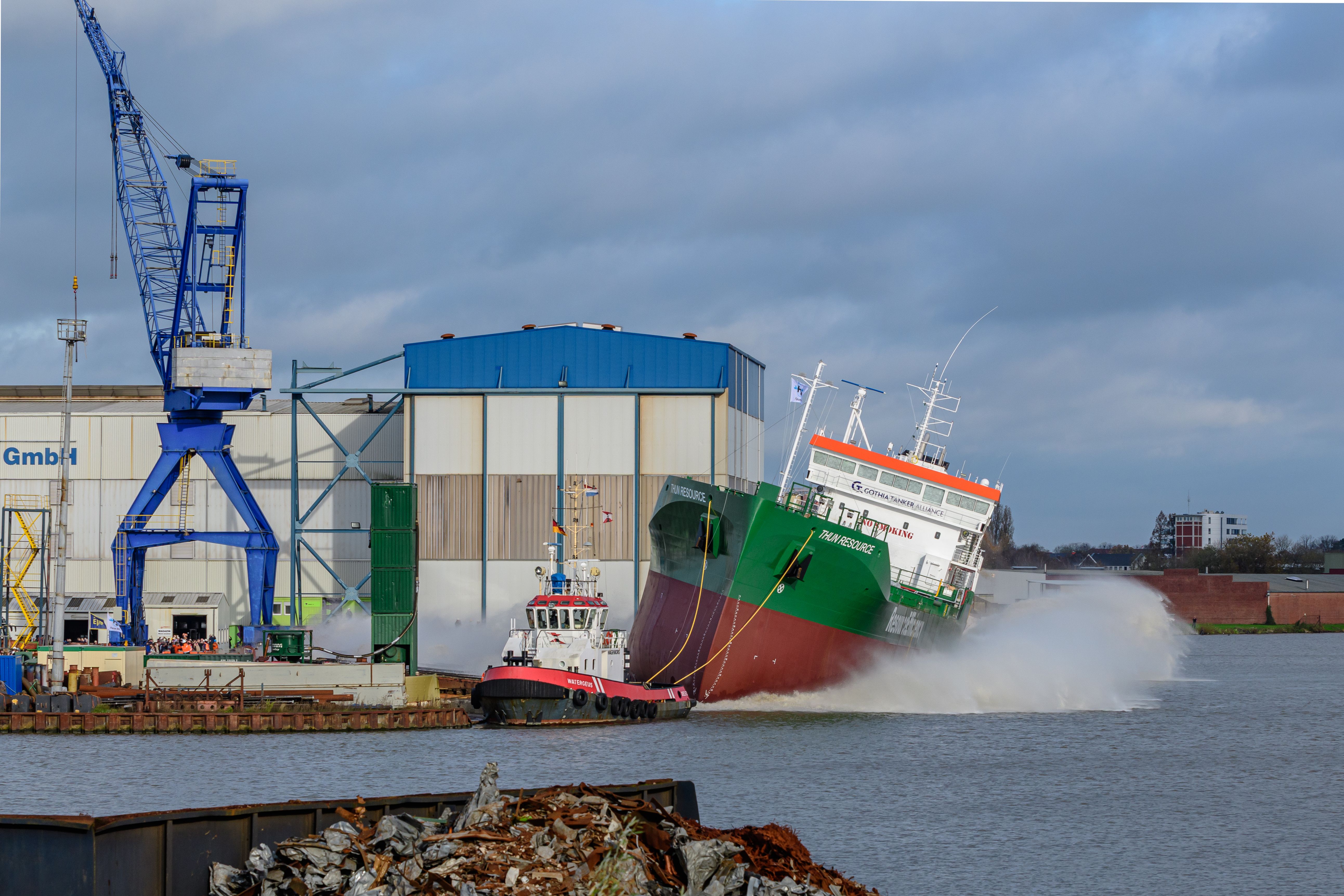 Ship Launch at Niedersachsen Port · Free Stock Photo
