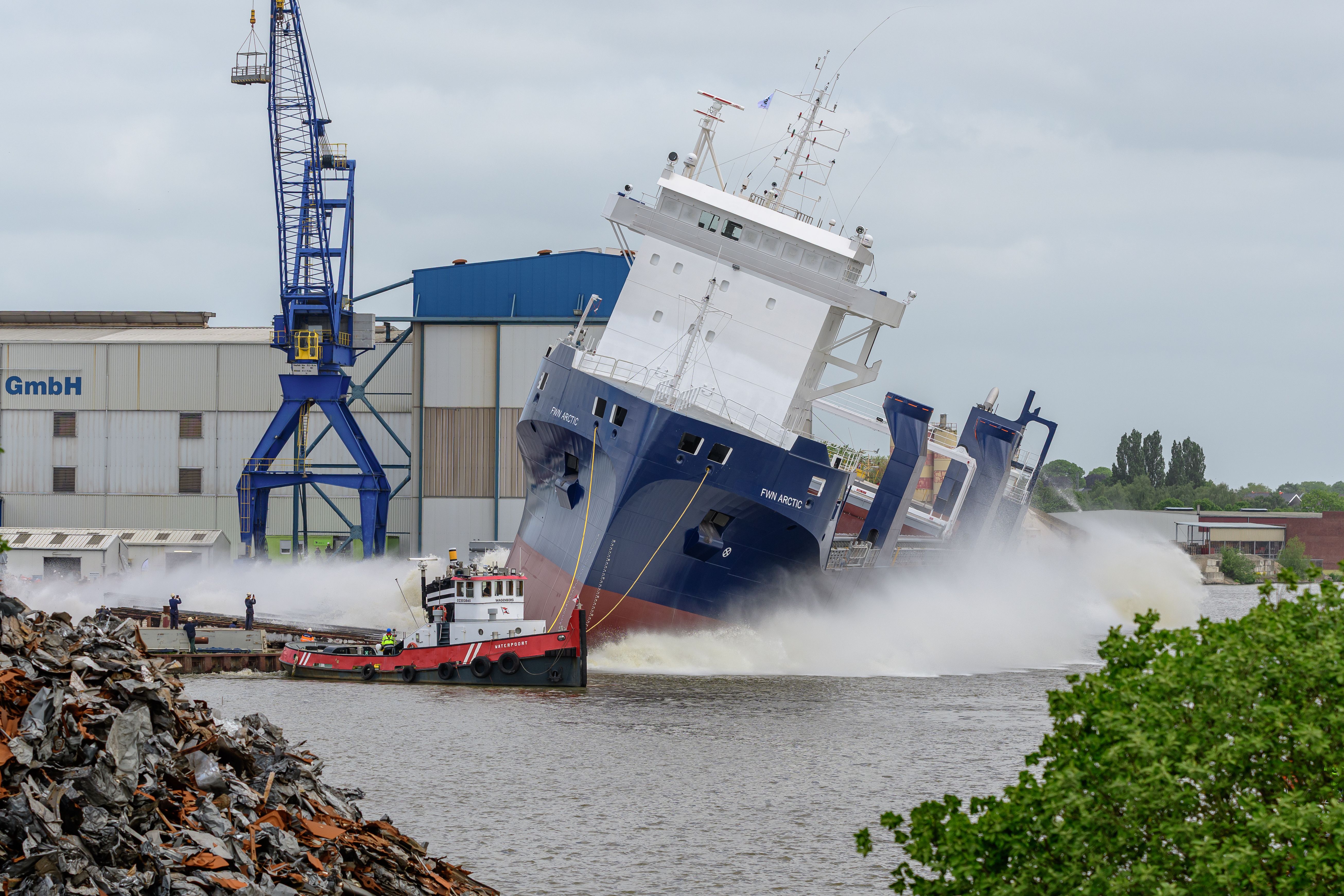 Cargo Ship Launching at German Shipyard · Free Stock Photo